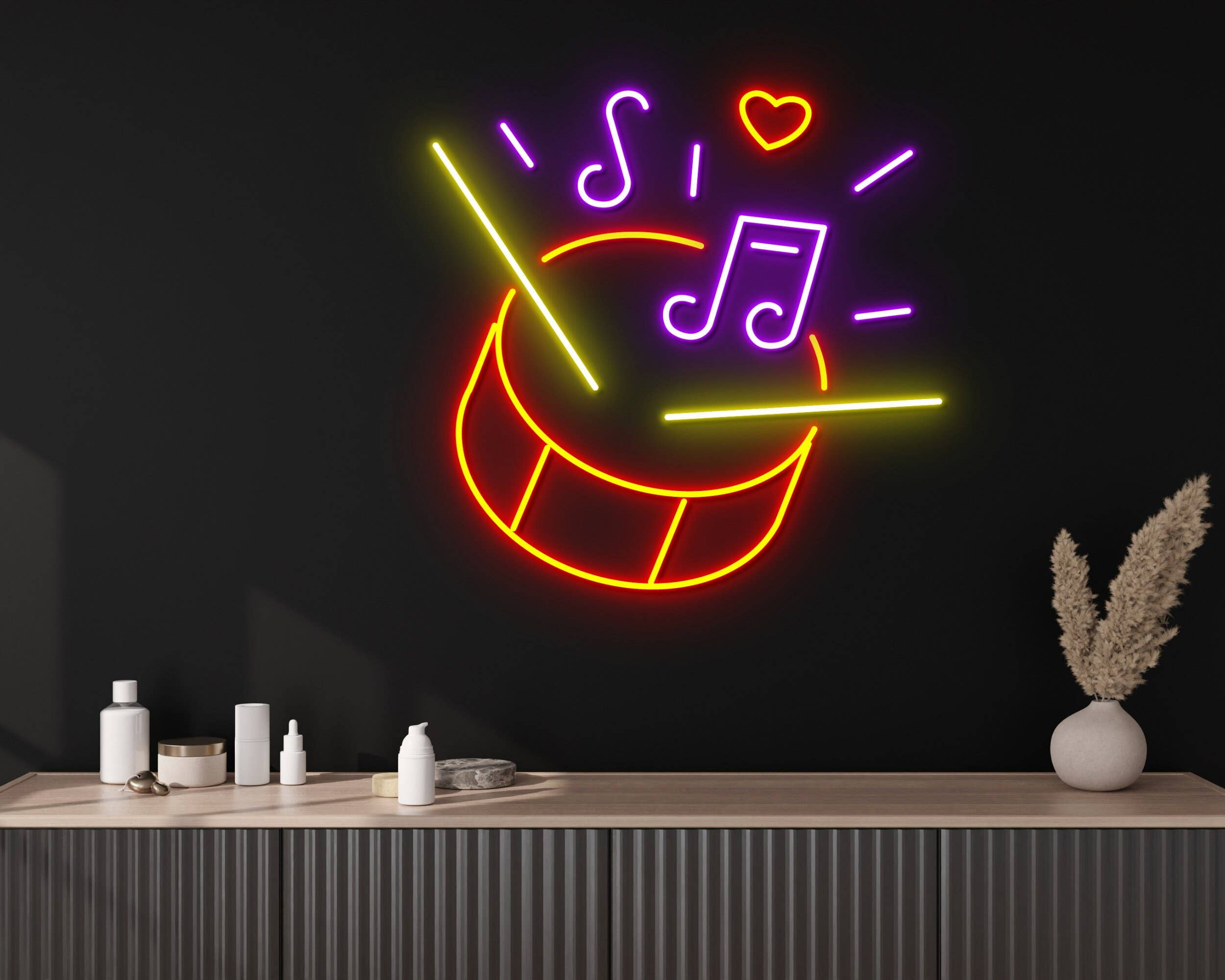 Glowneon Drum Neon Sign, Musical Instrument Wall Art - Walmart.com