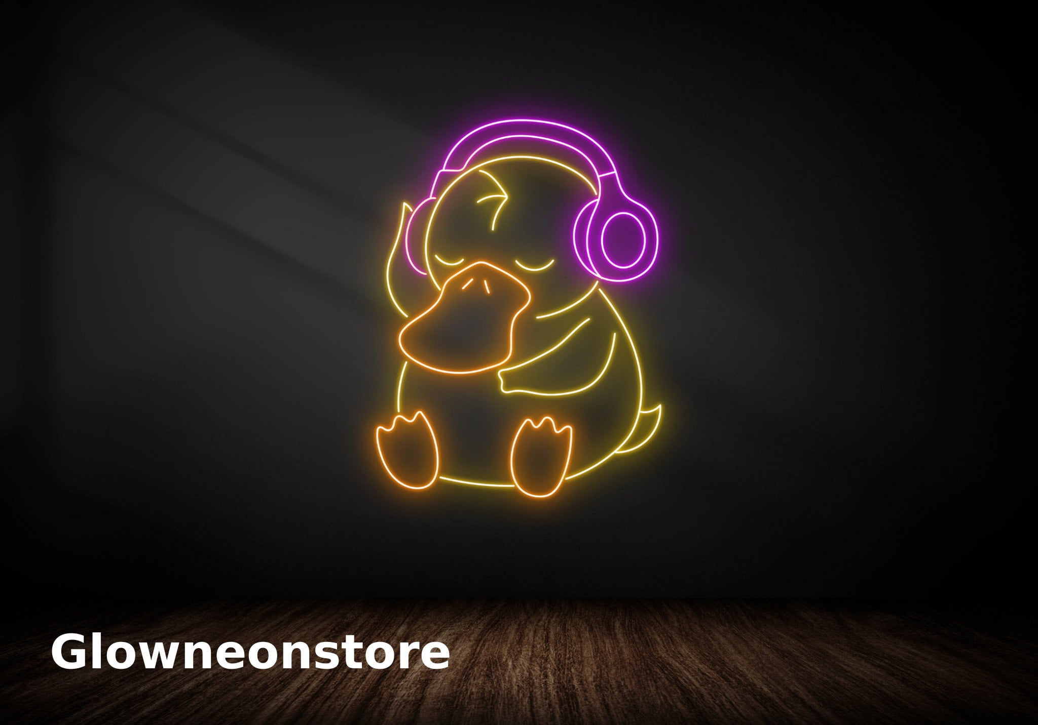 Glowneon Duck Wearing Headphone Neon Sign, Duck Led Sign, Duck Neon ...