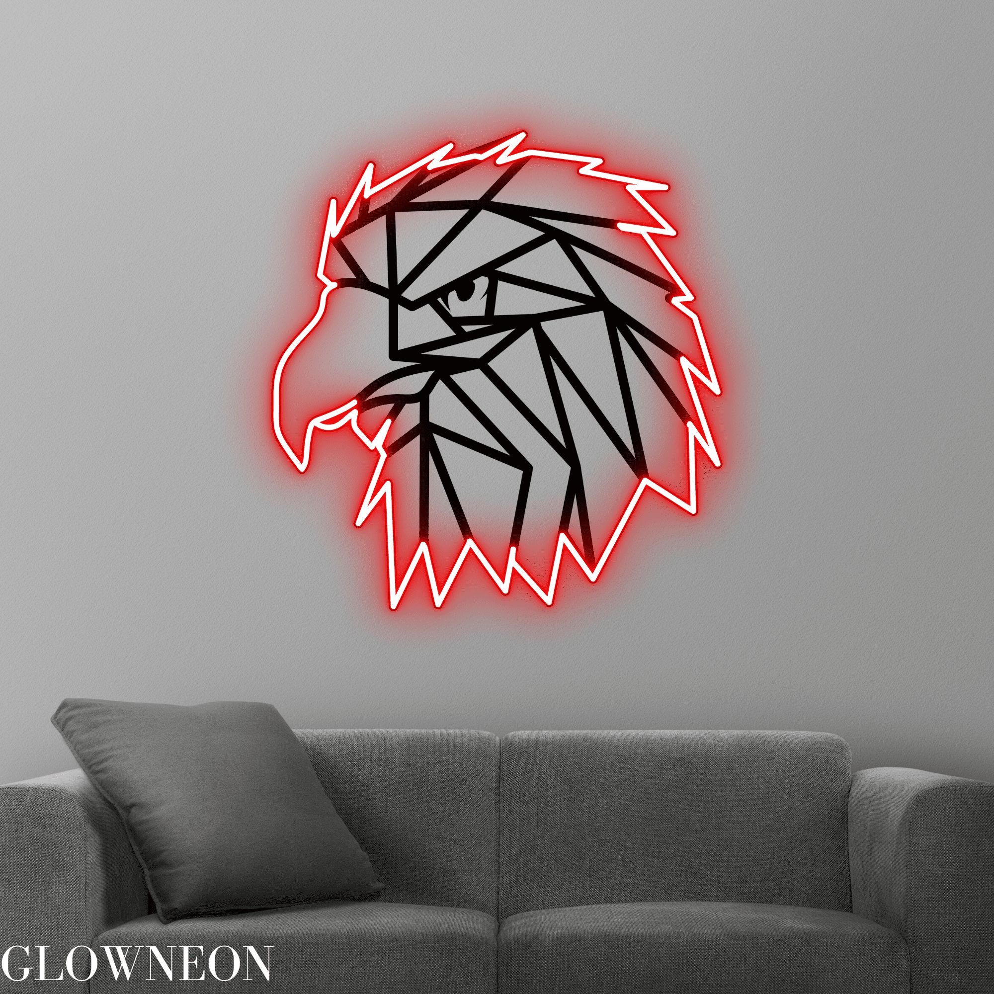 Glowneon Eagle Led Print Decor, Bald Eagle Wall Art Neon Light Sign ...