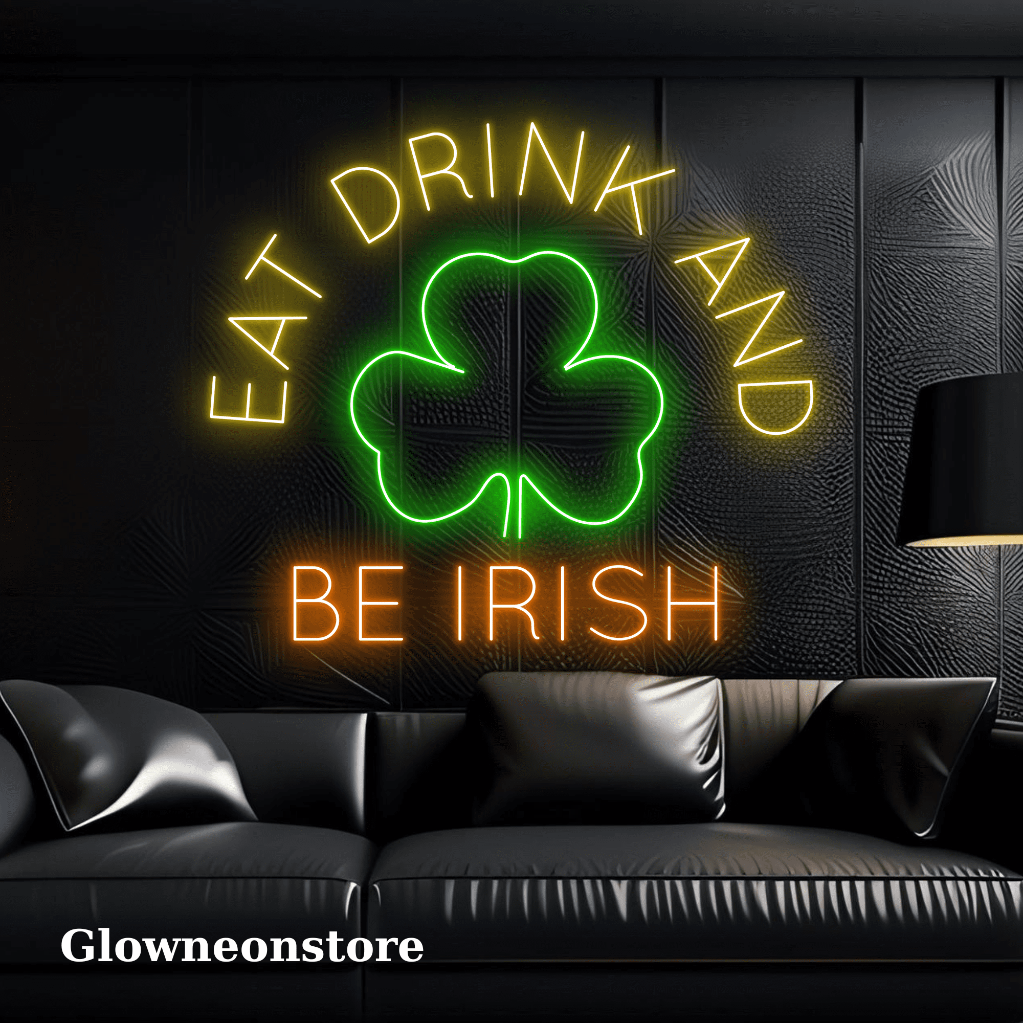 Glowneon Eat Drink And Be Irish Clover Leaf Neon Sign Decoration ...