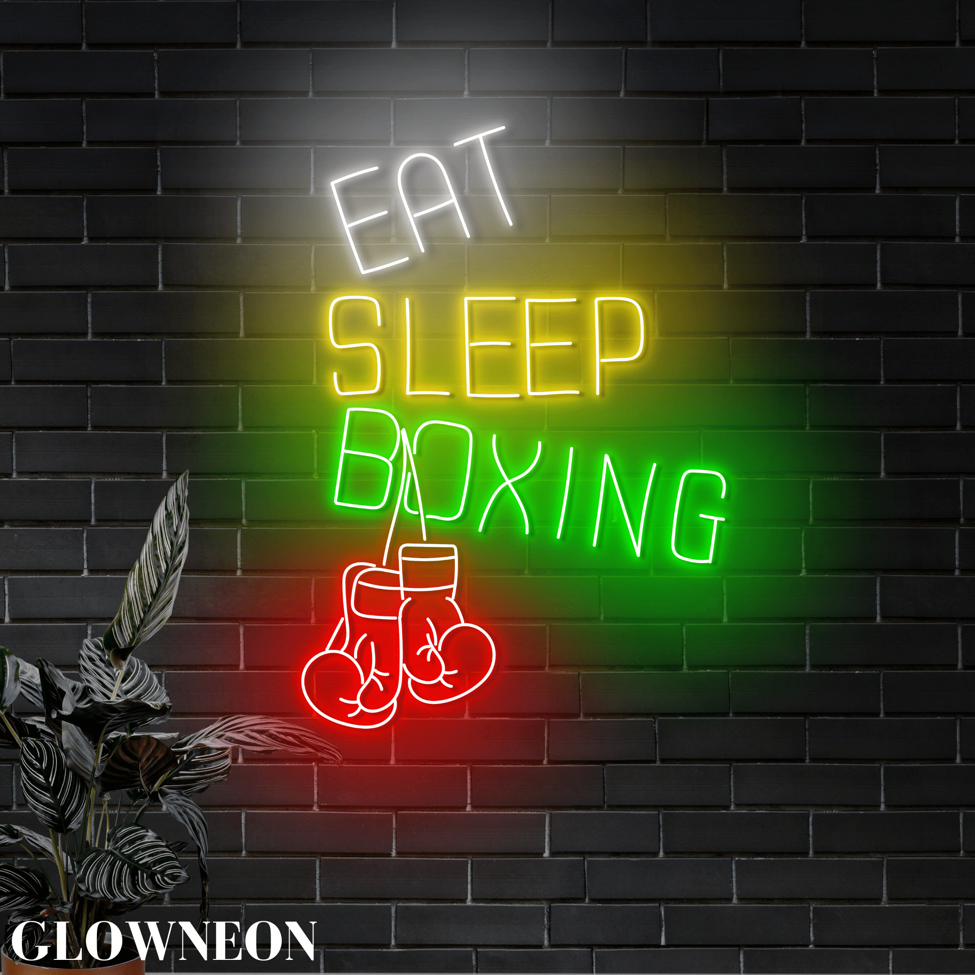 Glowneon Eat Sleep Boxing Led Sign, Happy Boxing Day Decor, Boxer Art ...