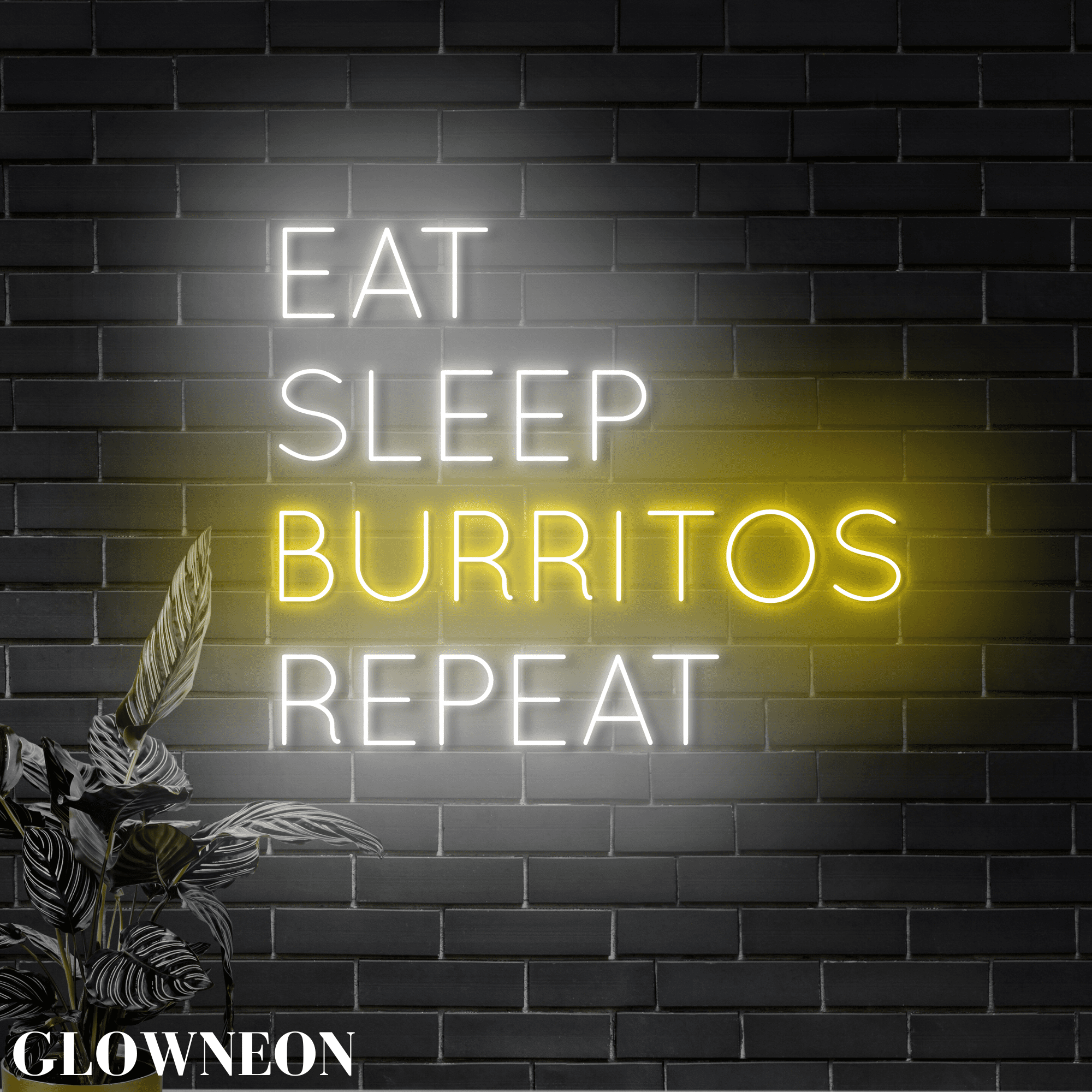 Glowneon Eat Sleep Burritos Repeat Neon Sign, Burrito Mexico Wall Art ...