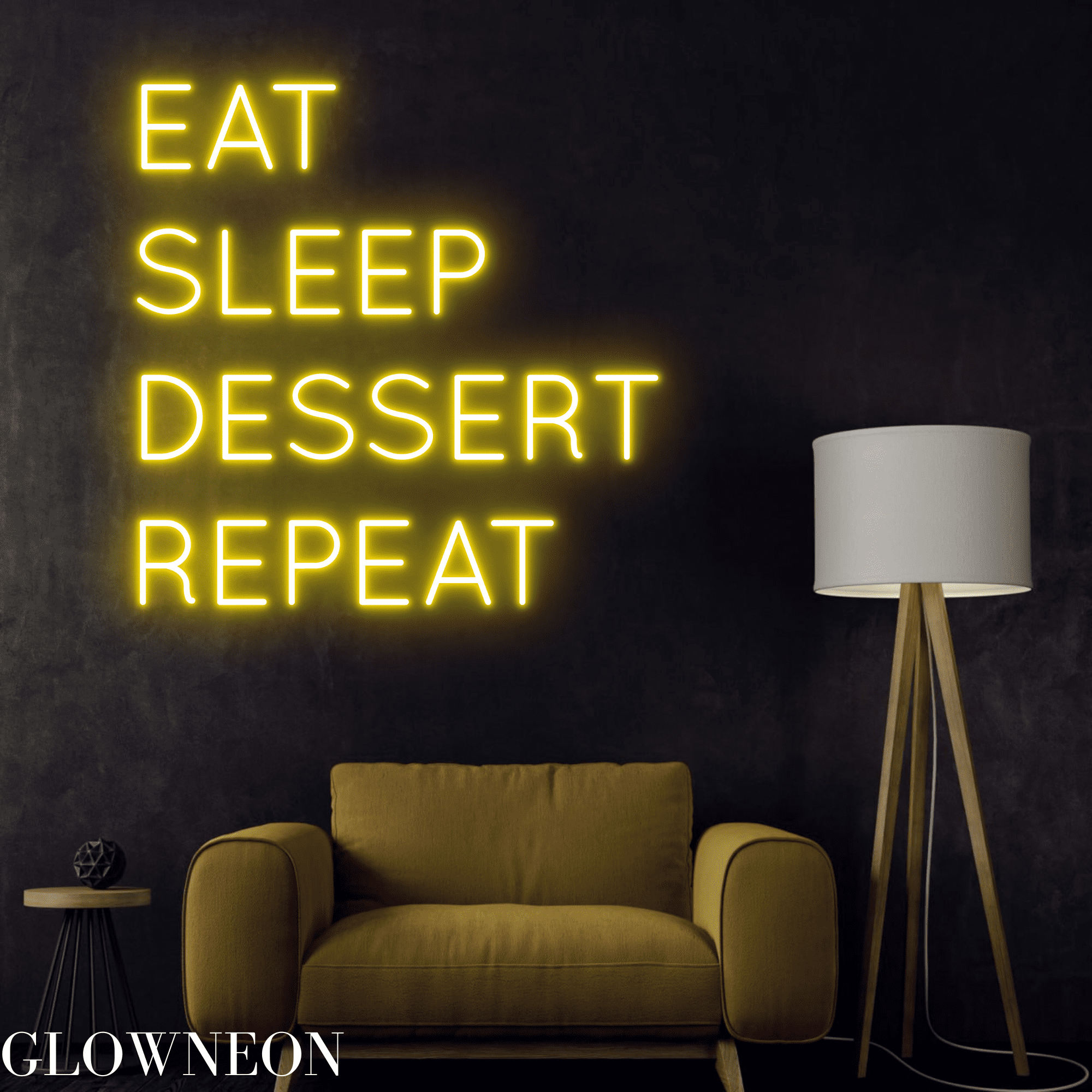 Glowneon Eat Sleep Dessert Repeat Neon Sign, Dessert Store Led Light ...