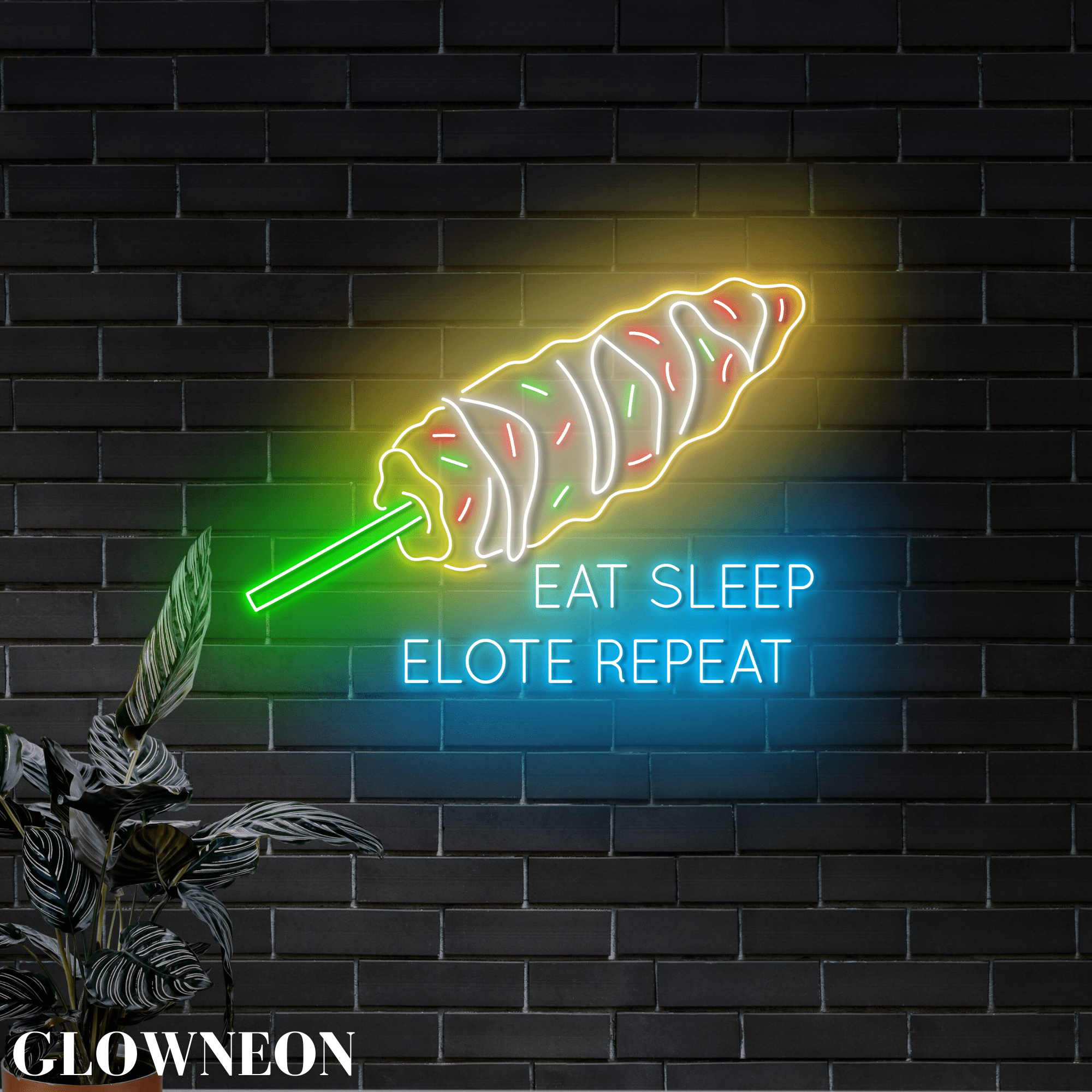 Glowneon Eat Sleep Elote Repeat Led Light Sign, Mexico Elote Wall Art ...