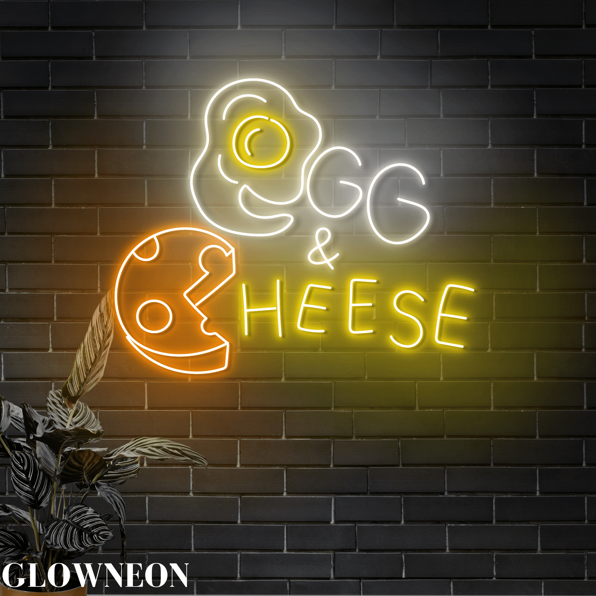 Glowneon Egg & Cheese Led Sign, Fried Egg And Cheese Wall Neon Decor ...