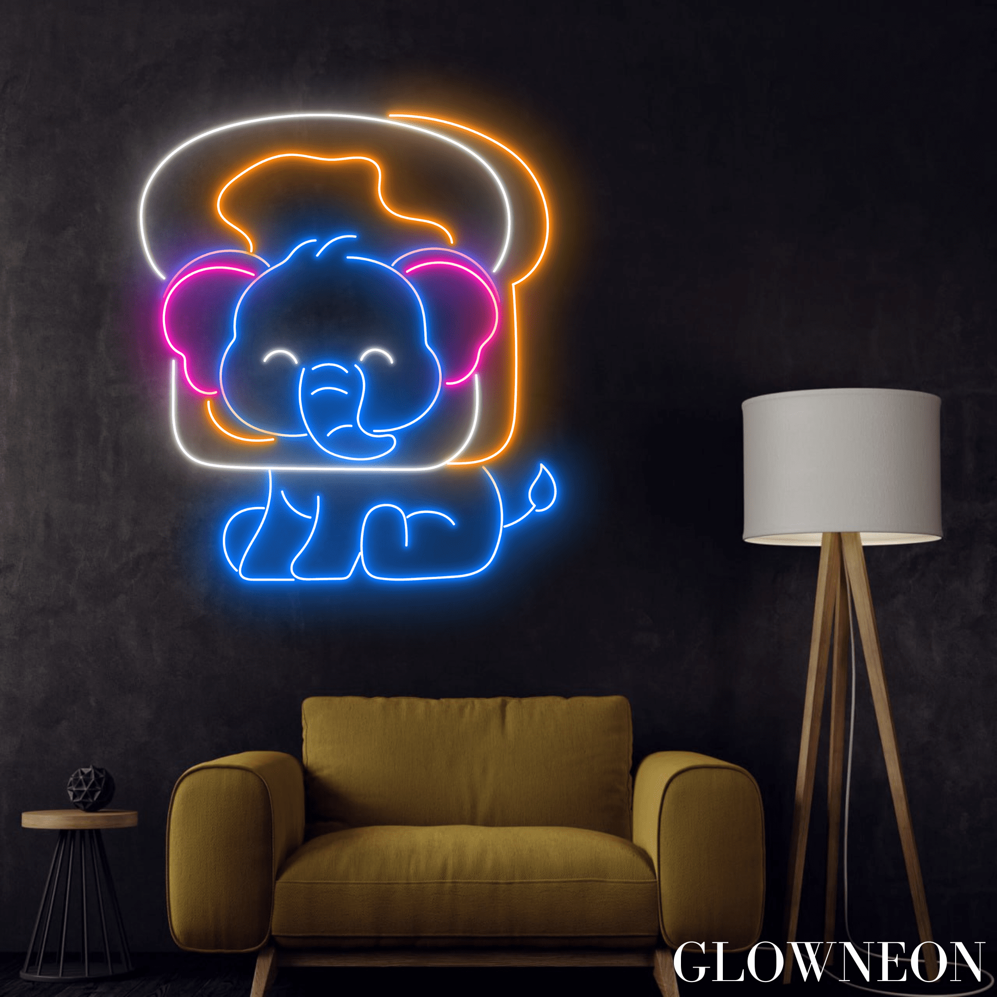 Glowneon Elephant Sandwich Neon Sign, Elephant Led Sign, Sandwich Art ...