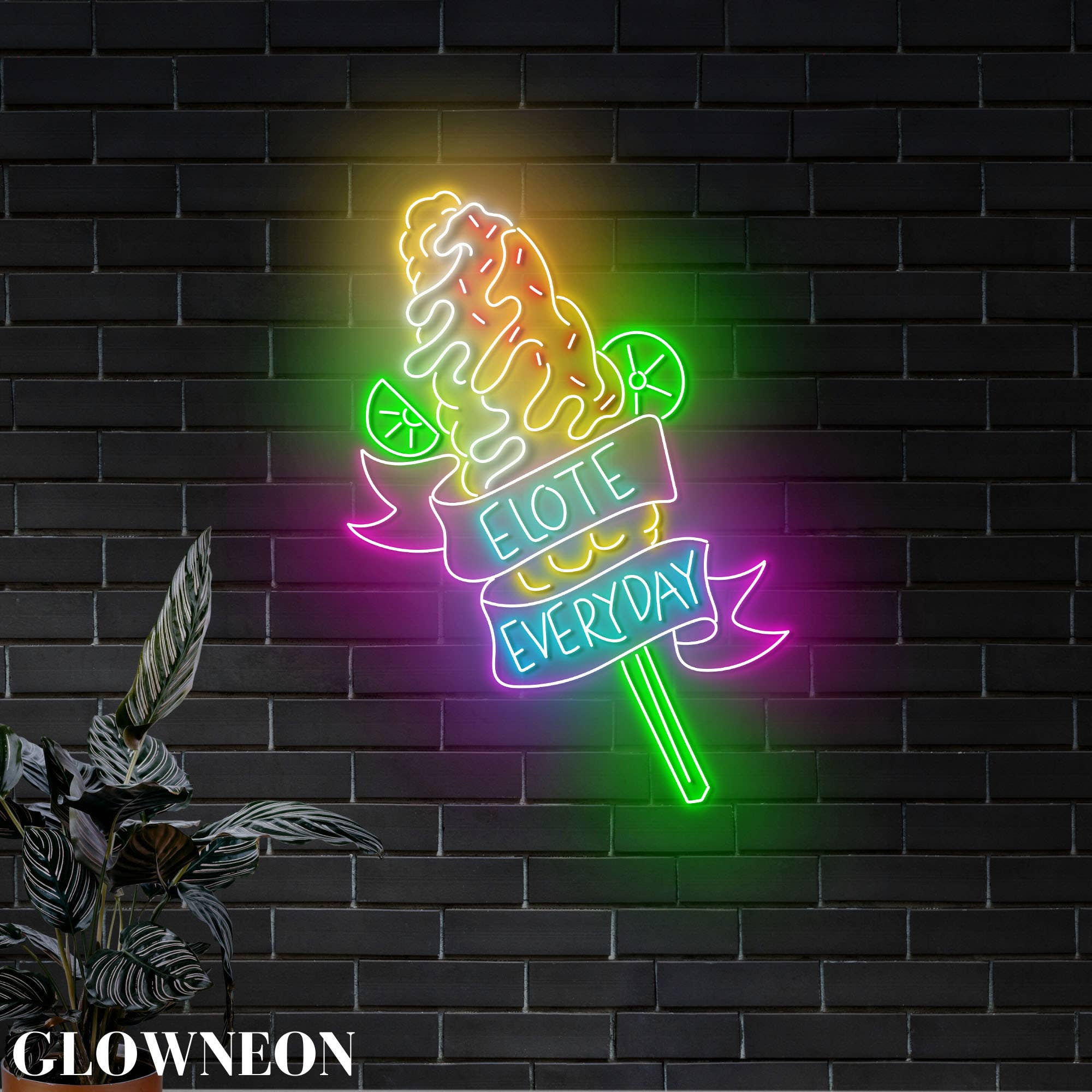 Glowneon Elote Everyday Wall Led Decor, Corn Elote Mexican Neon Sign ...
