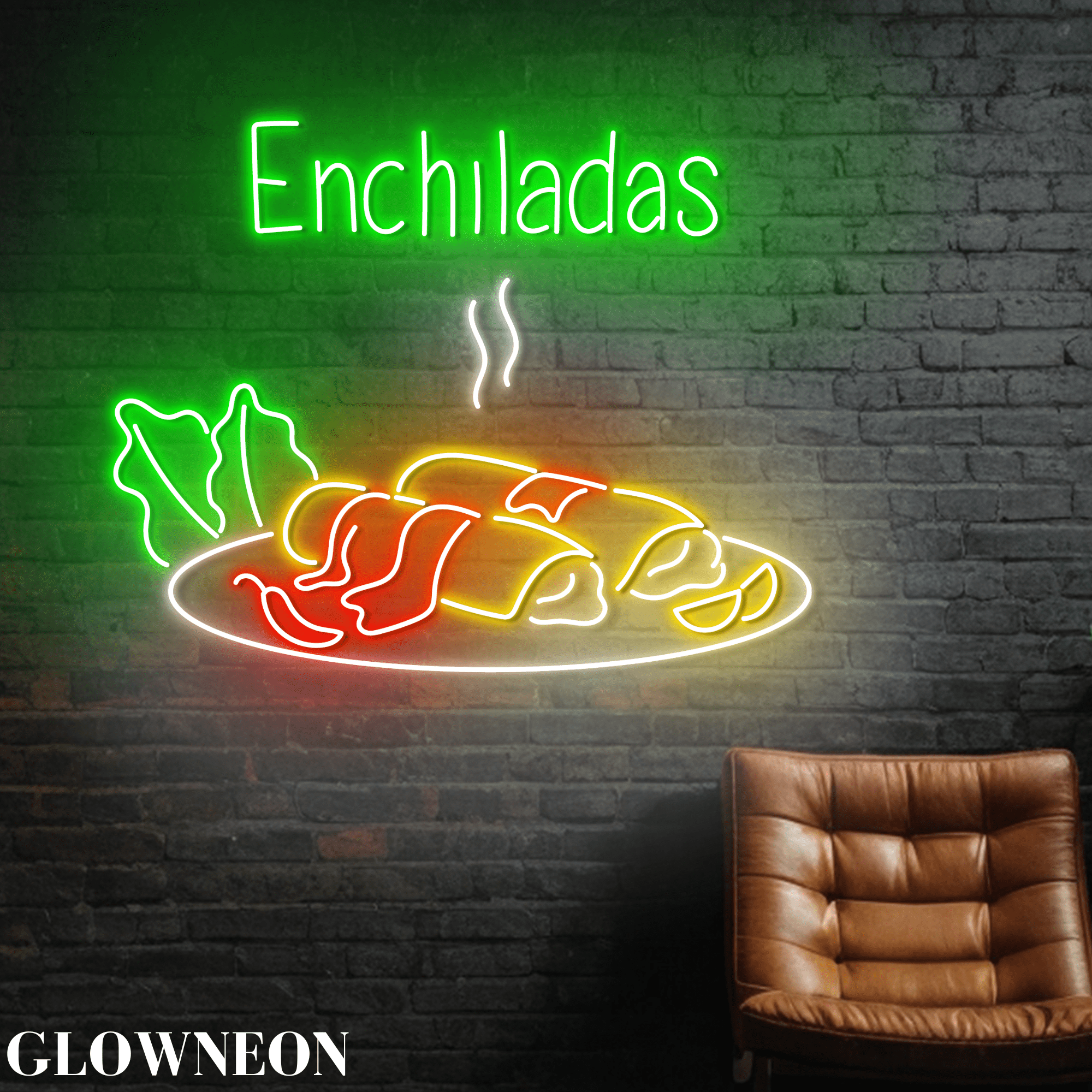 Glowneon Enchilada Mexican Dish Wall Led Light, Enchilada Neon Light ...