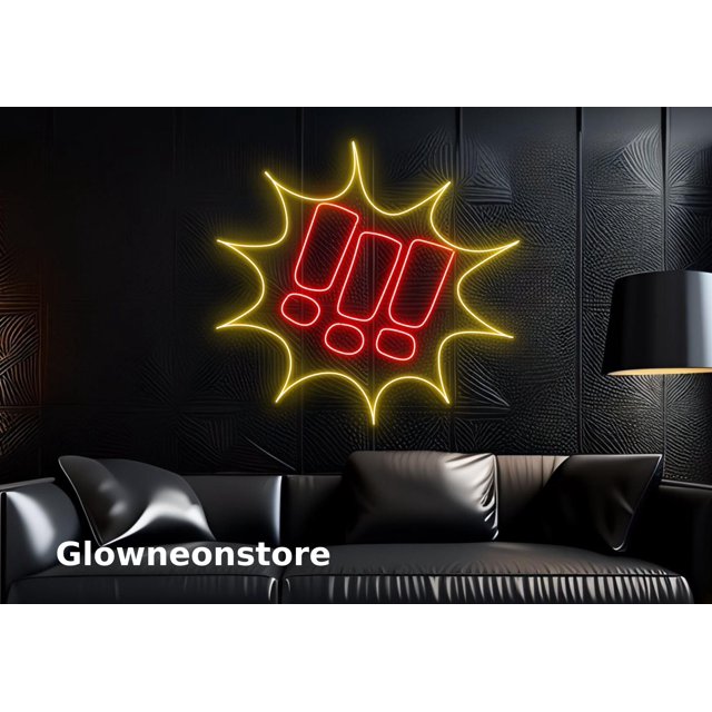 Glowneon Exclamation Mark Neon Sign, Exclamation Mark Led Light Neon ...