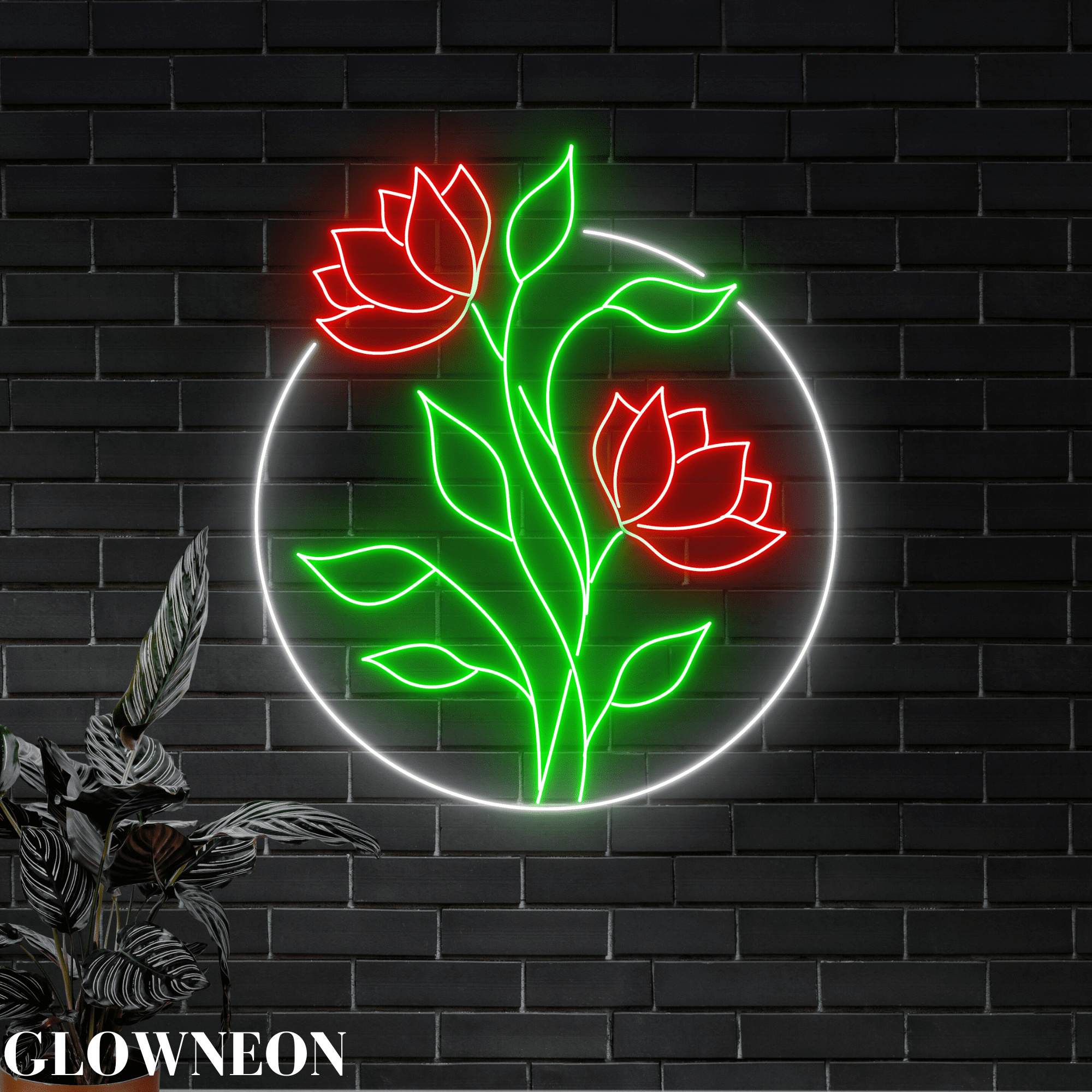 Glowneon Exotic Flowers Neon Sign, Flower Led Sign, Flower Shop Decor ...