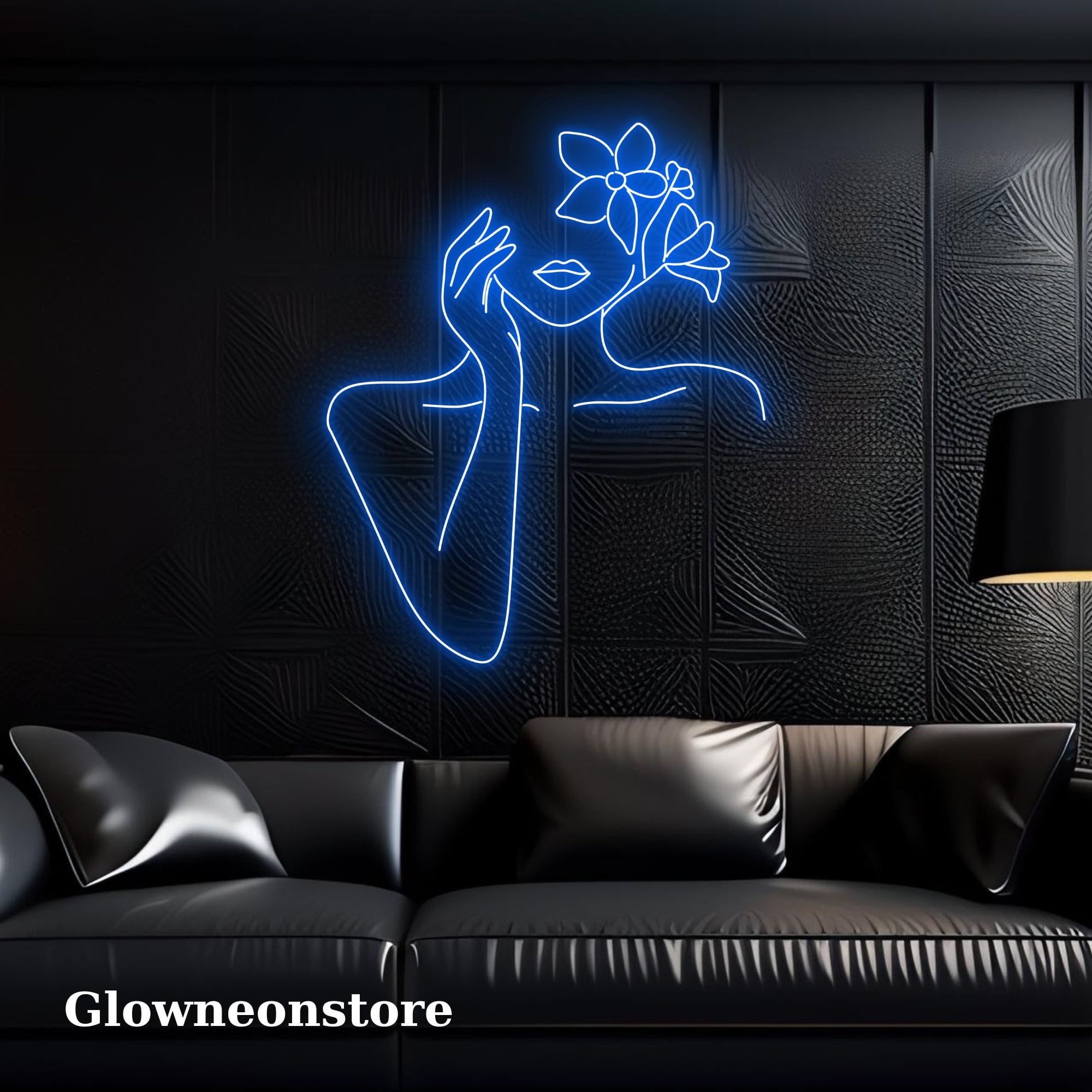 Glowneon Face Girl Flower Neon Sign Face Girl Led Light Flower Neon