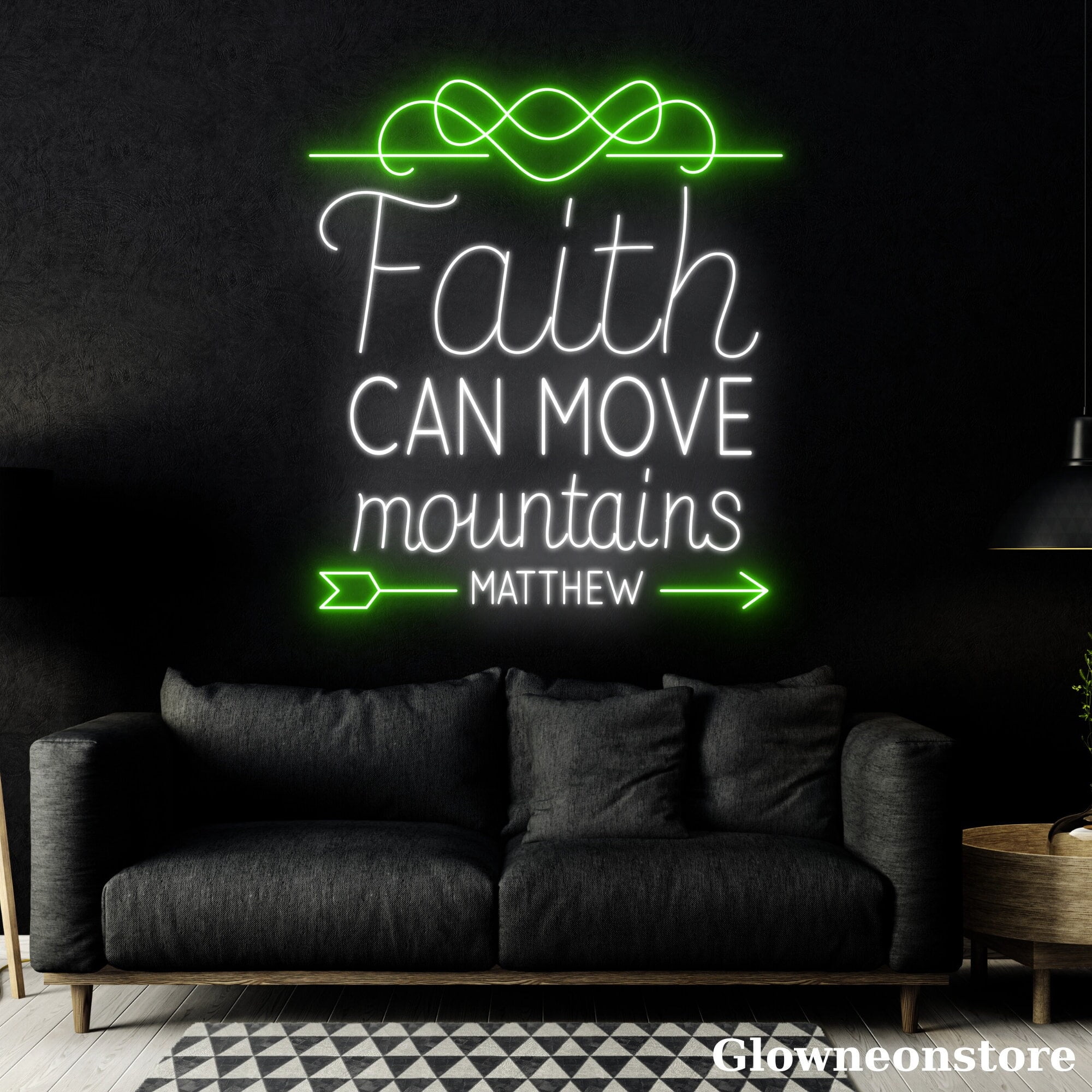 Glowneon Faith Can Move Mountain Mathew Neon Sign, Bible Verses Led ...