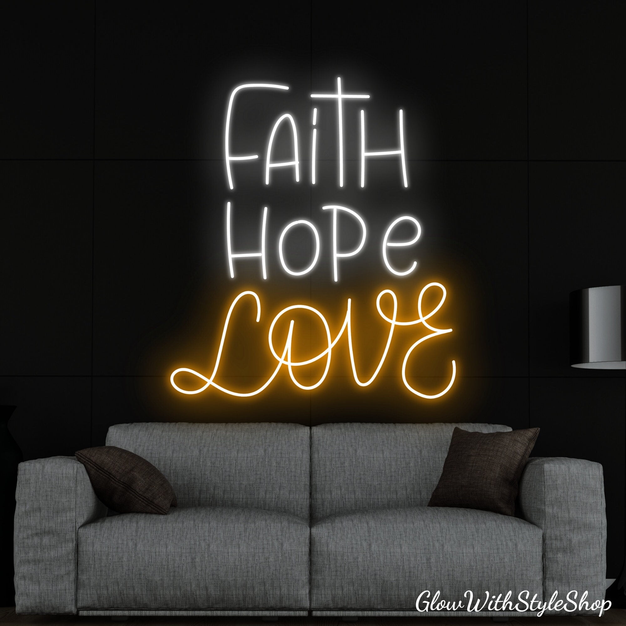 Glowneon Faith Hope Love Wall Decor, Room Neon Sign, Bible Verses LED ...