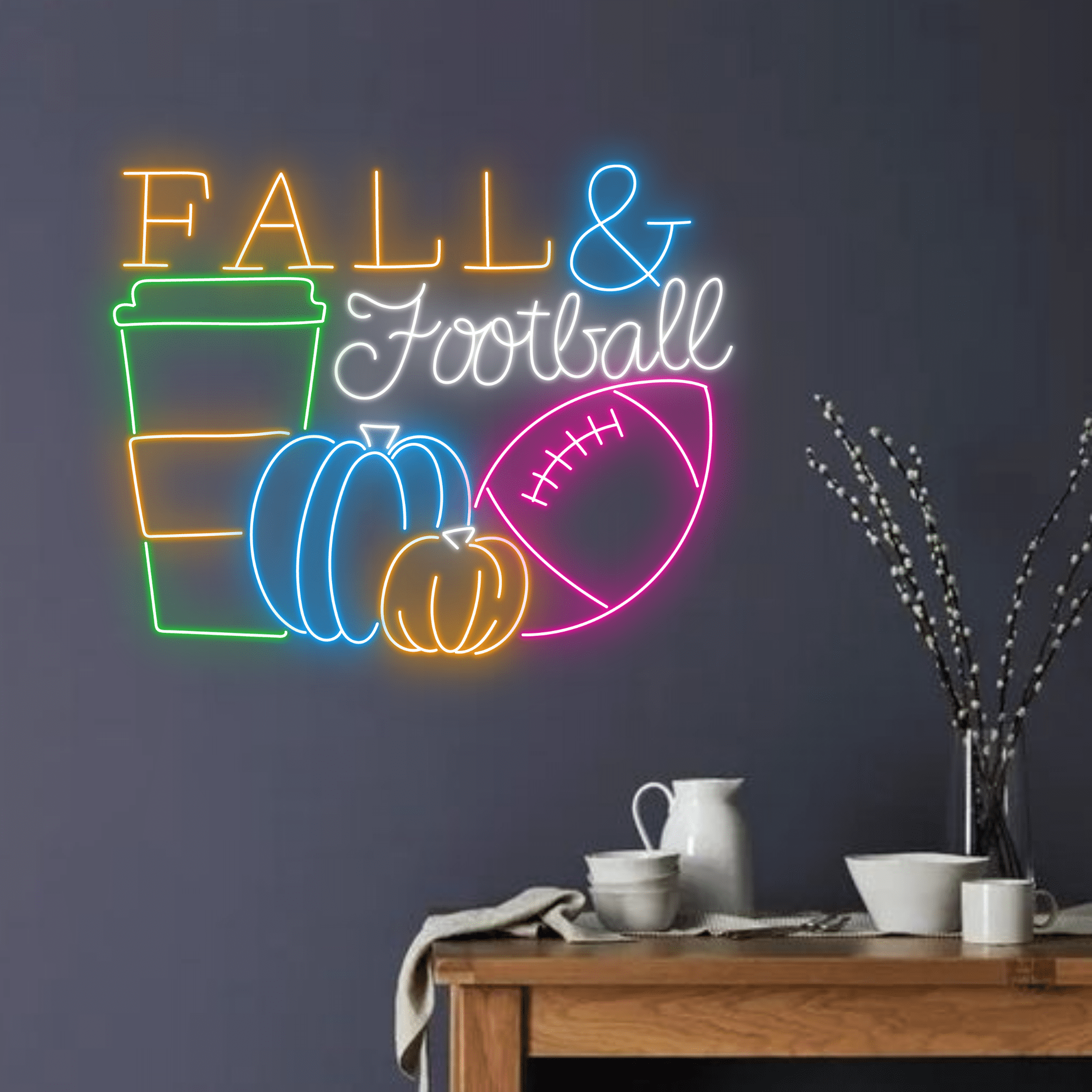 Glowneon Fall & Football Neon Sign, Football Club Store Wall Decor ...