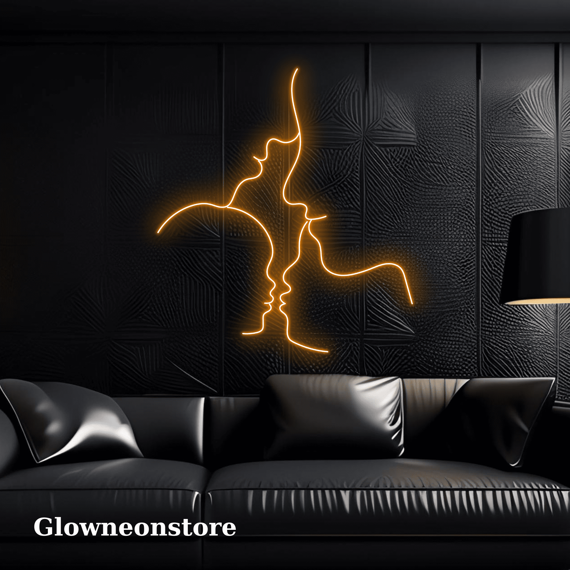 Glowneon Family Face Line Art Neon Sign Decoration, One Line Art Neon ...