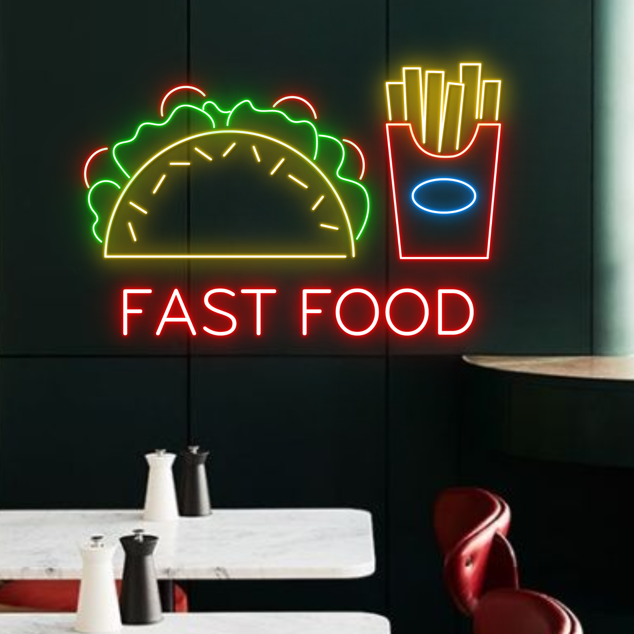 Glowneon Fast Food Neon Signs, Signboard Long-lasting Wall Decor ...