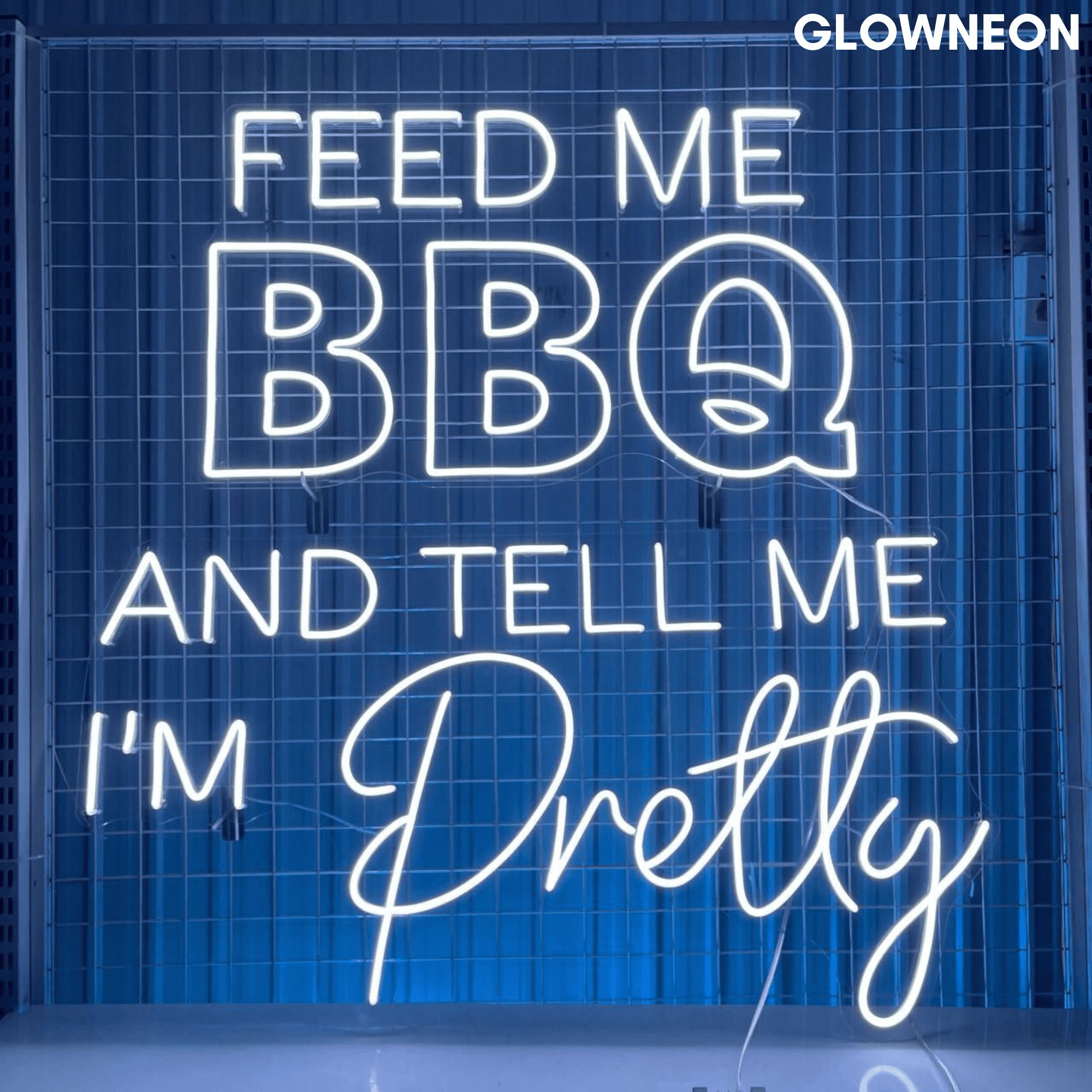 Glowneon Feed Me BBQ And Tell Me I'm Pretty Neon Sign, BBQ Led Sign ...