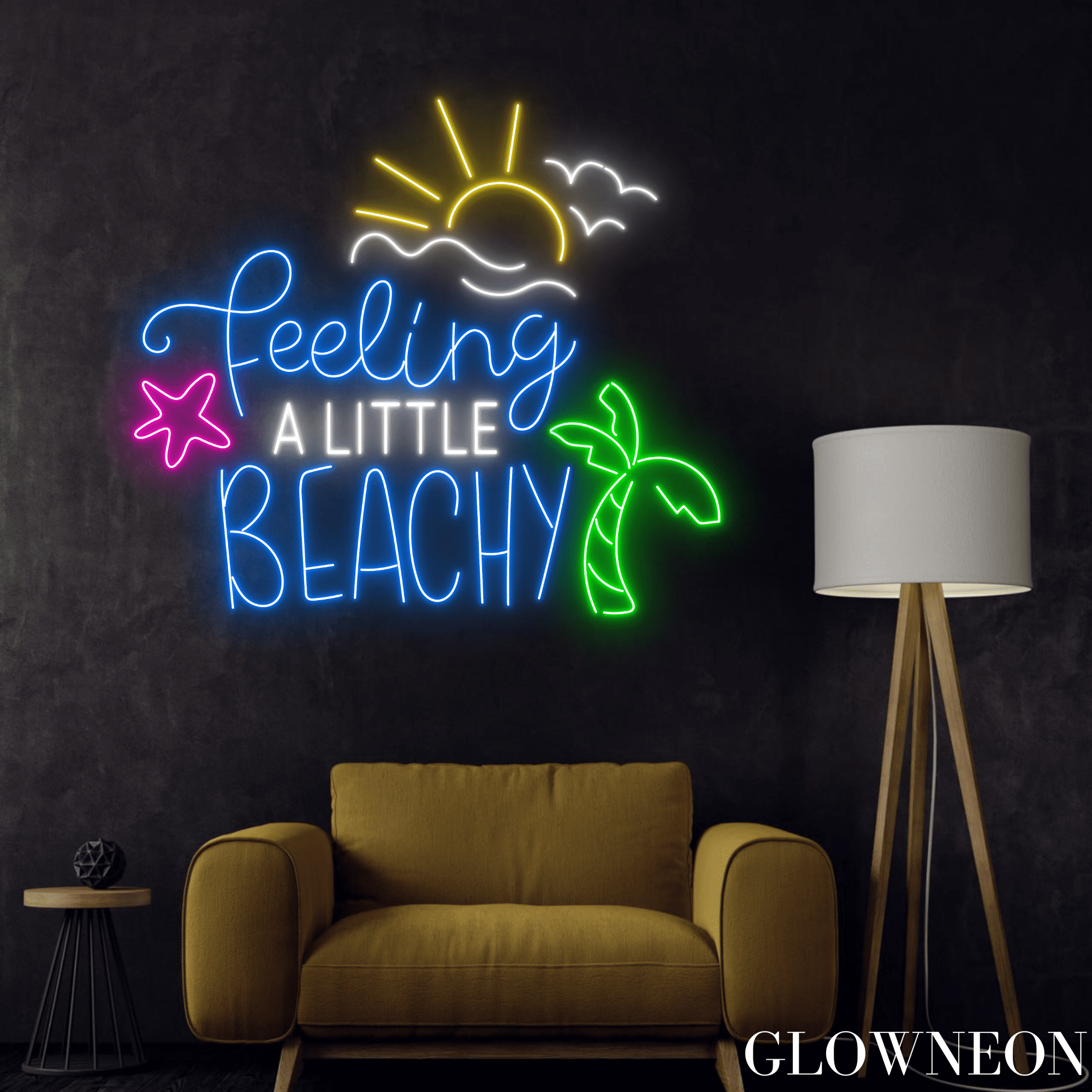 Glowneon Feeling A Little Beachy Neon Sign, Summer Beach Led Sign ...