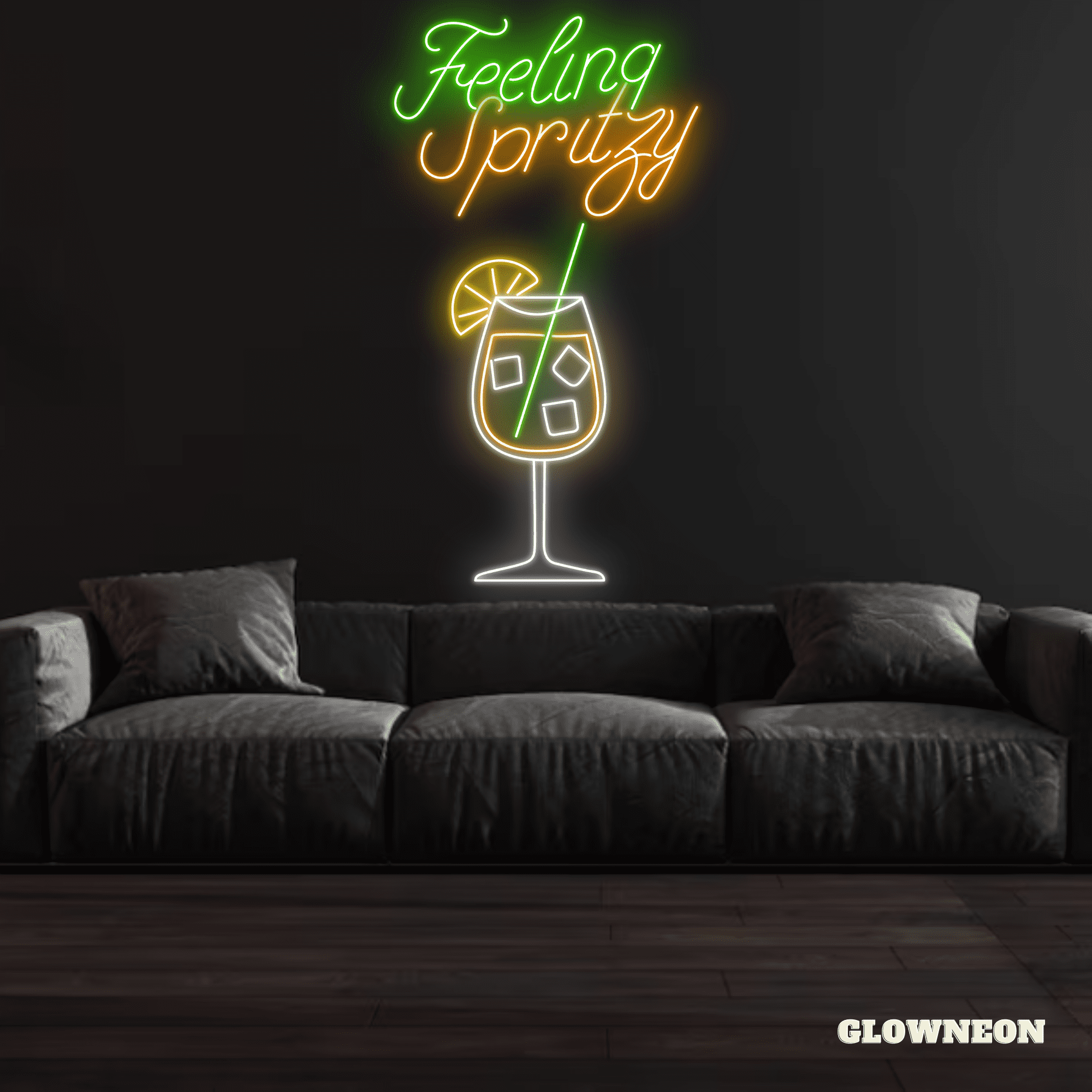 Glowneon Feeling Spritzy Neon Sign, Bar Wall Decor, Cocktail Led Sign ...