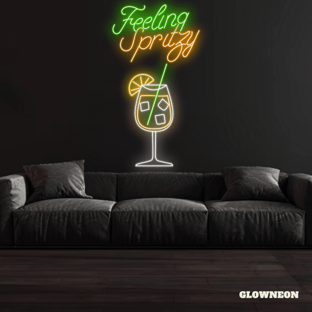 Glowneon Feeling Spritzy Neon Sign, Bar Wall Decor, Cocktail Led Sign ...