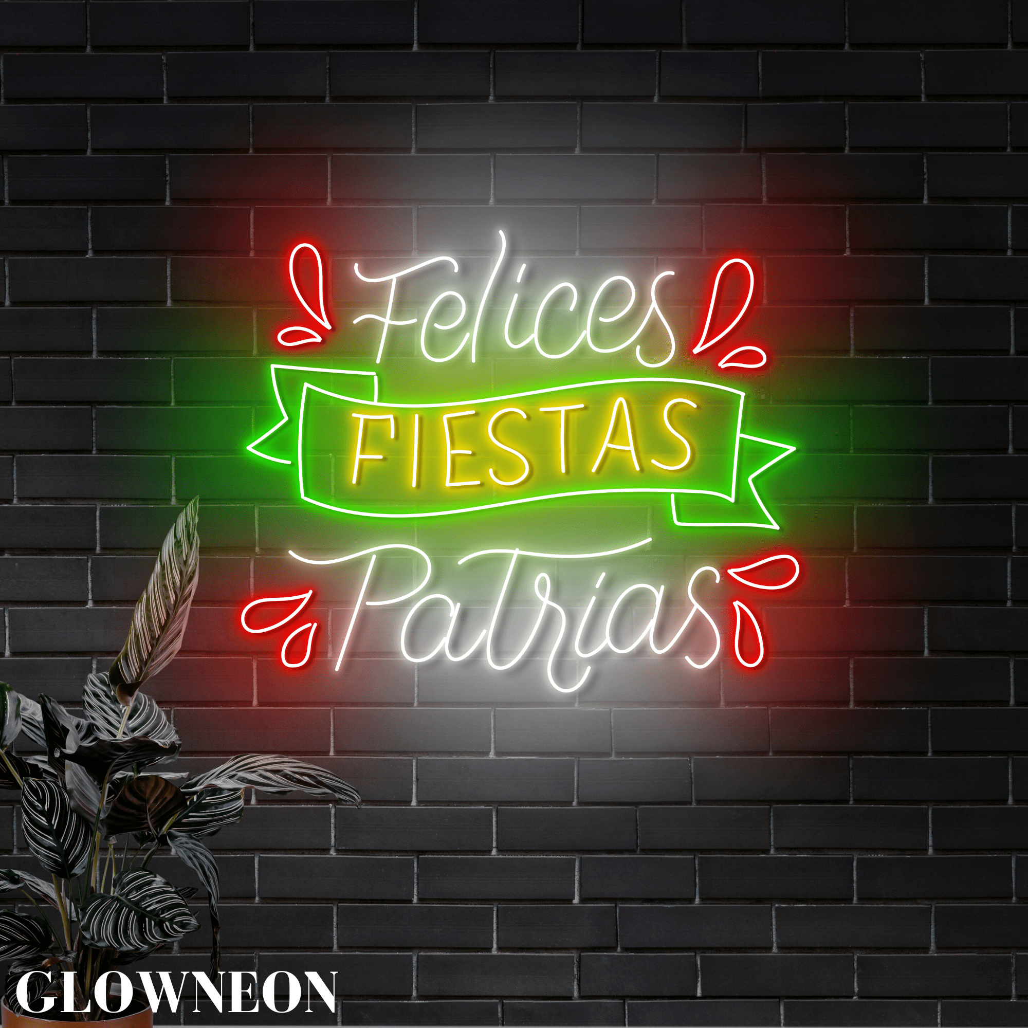 Glowneon Felices Fiesta Patrias Neon Wall Decor, Viva Mexico Led Sign ...