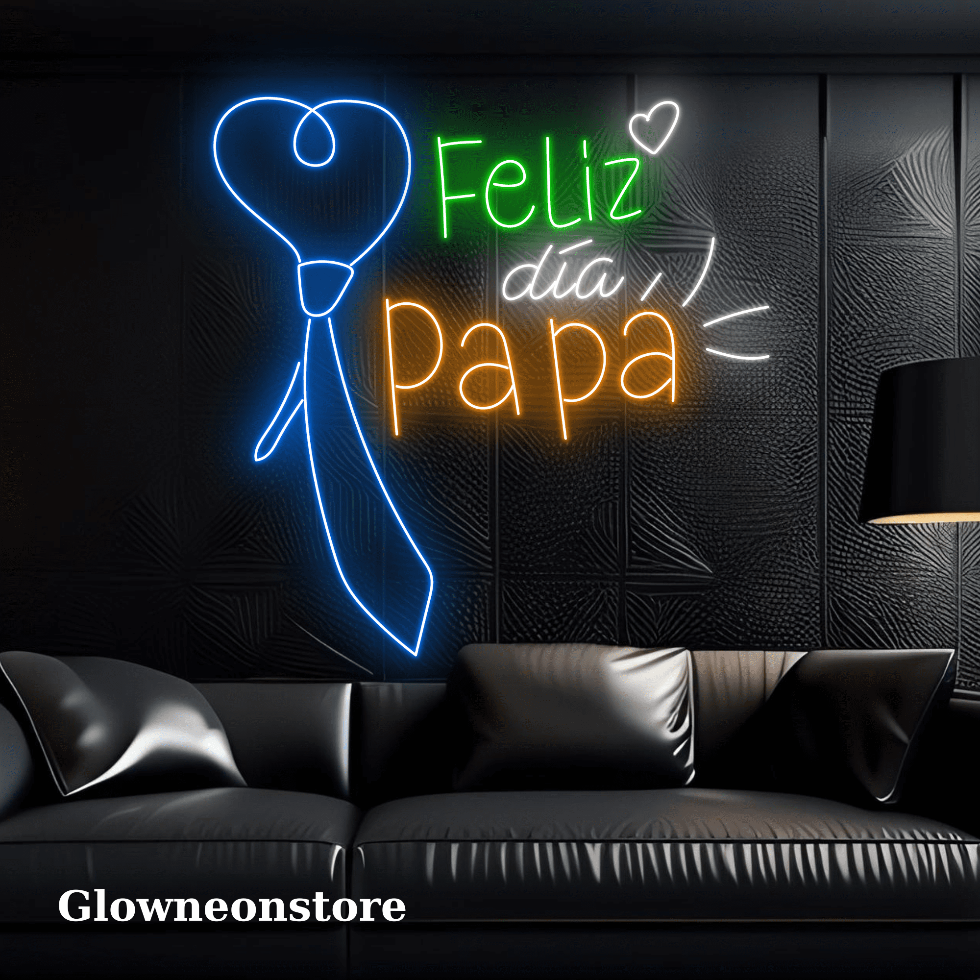 Glowneon Feliz Día Papá Neon Sign, Feliz Día Papá Caravat Led Sign ...