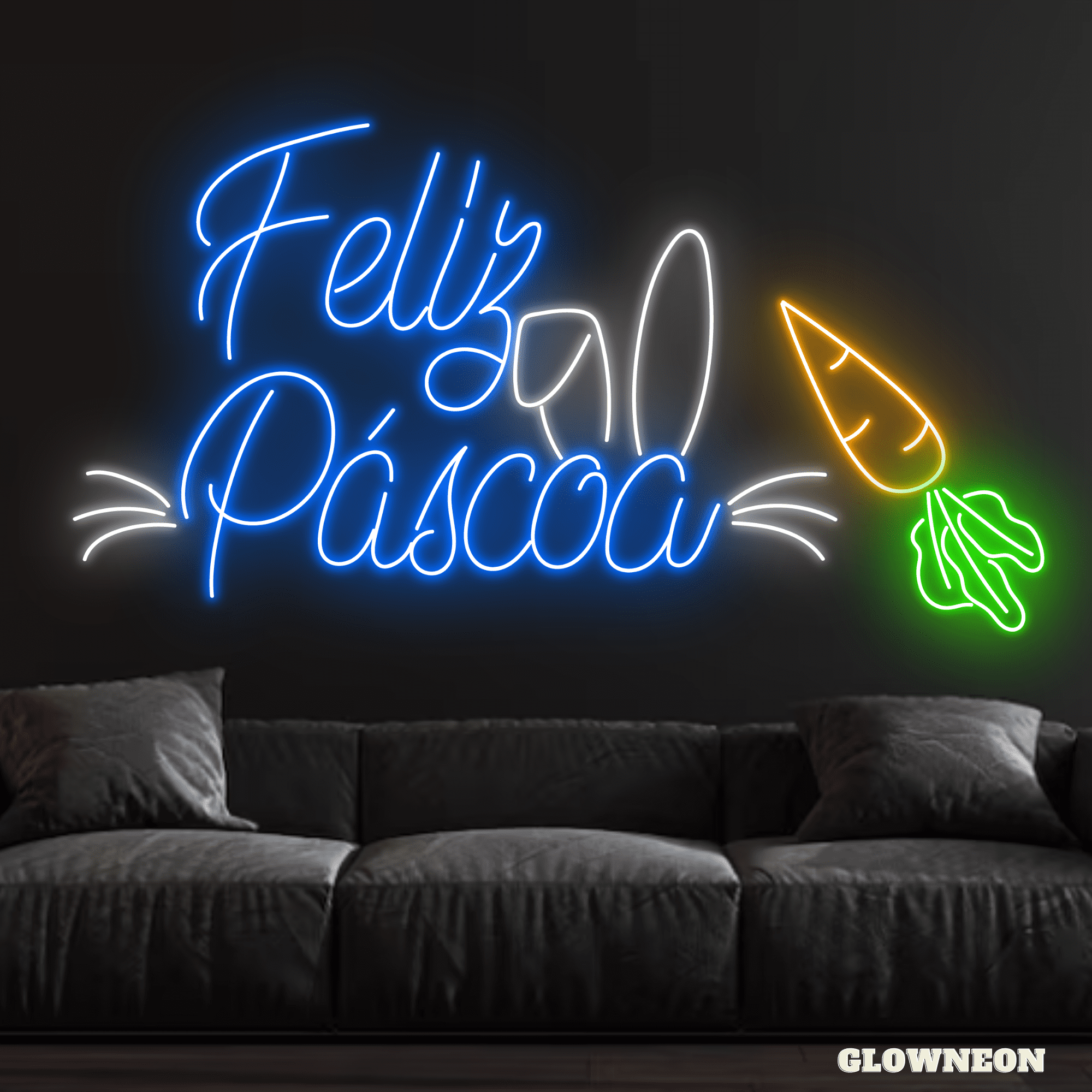 Glowneon Feliz Pascoa Neon Sign, Easter Gifts, Portugal Easter Decor ...