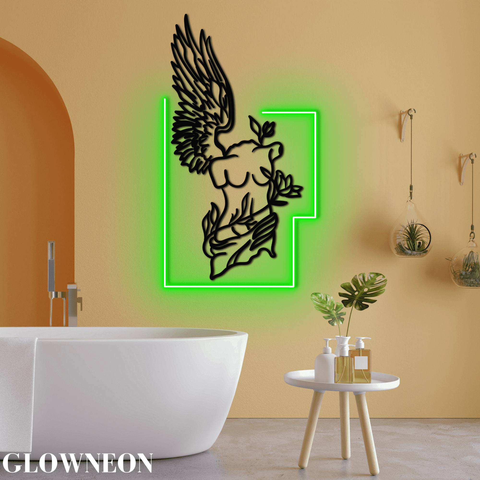 Glowneon Female Body Wall Decor Woman Silhouette, Wing Wall Sculpture ...
