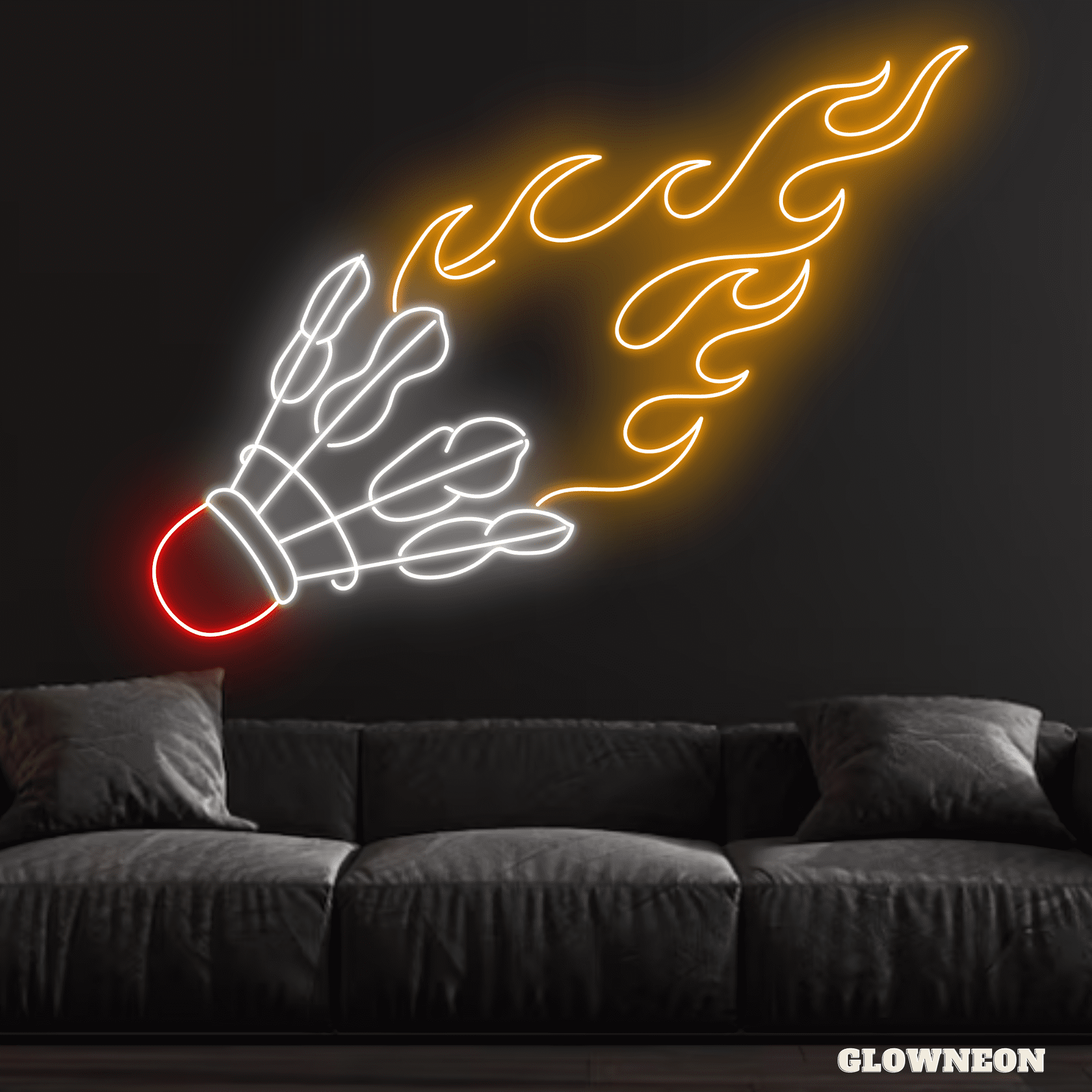 Glowneon Fire Badminton Neon Sign, Badminton Decor, Badminton Sign ...