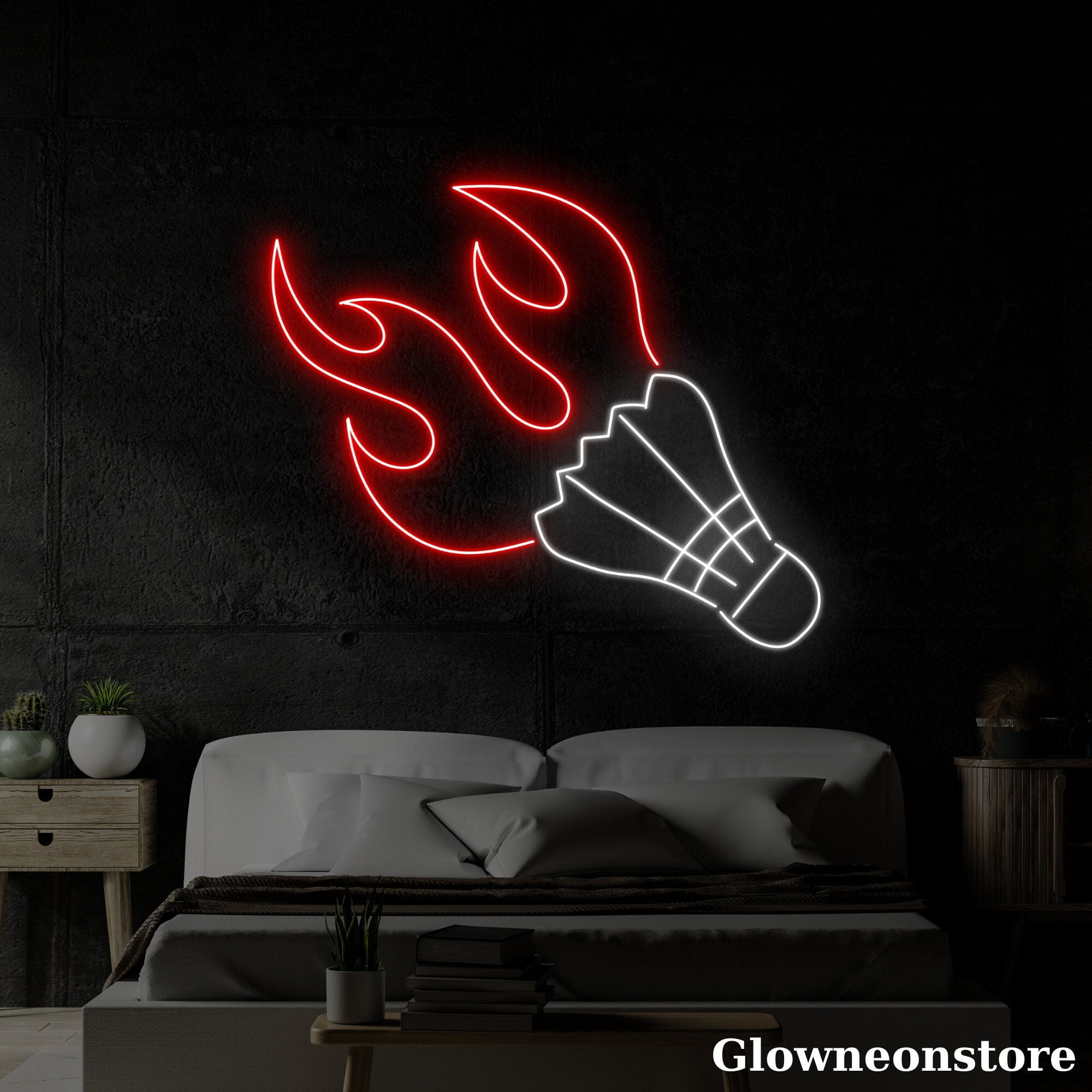 Glowneon Fire Badminton Neon Sign, Badminton Led Sign, Badminton Sign ...