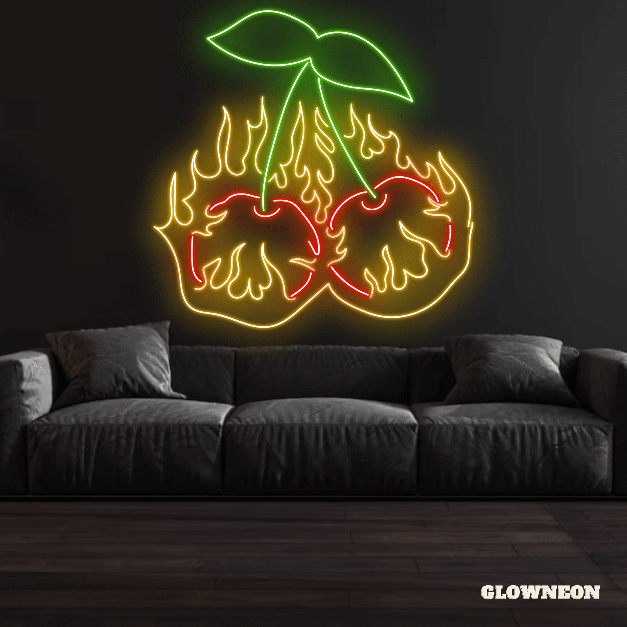 Glowneon Fire Cherry Neon Sign, Cherry Wall Decor, Cherry Sign ...