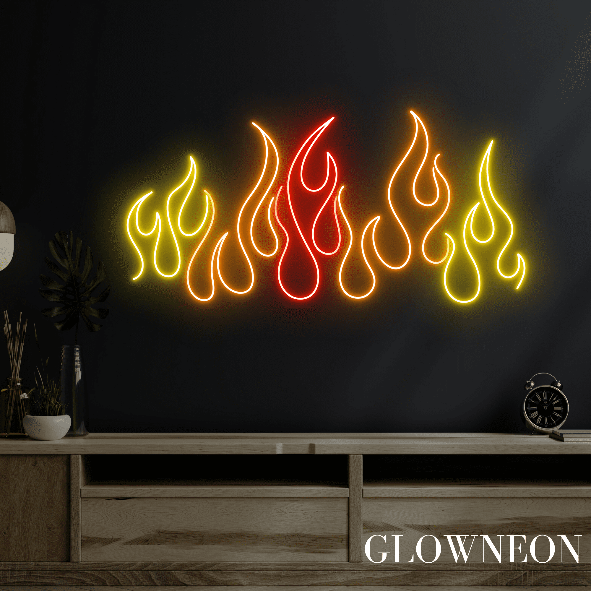 Glowneon Fire Neon Sign, Fire Led Sign, Fire Wall Art, Bedroom Decor ...