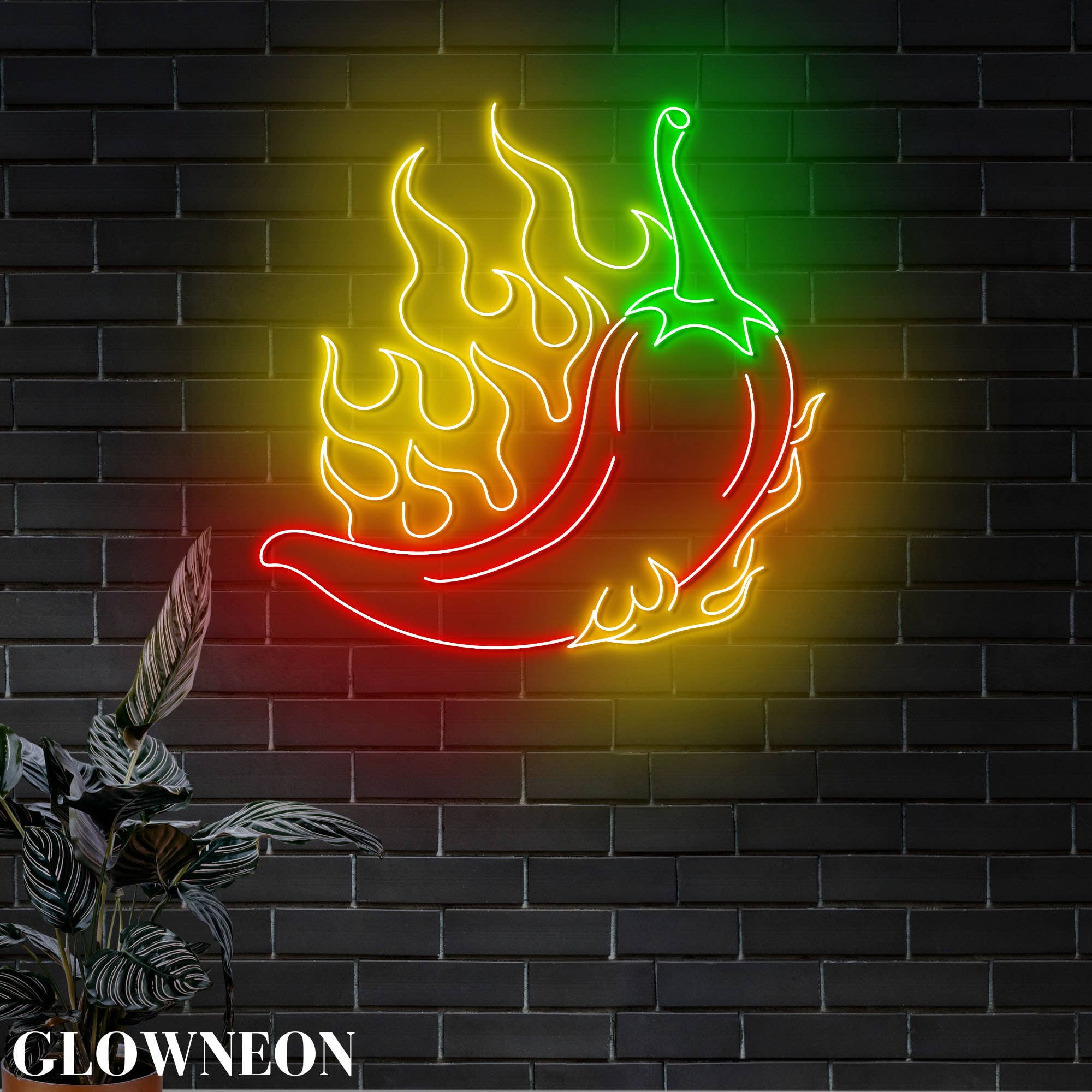 Glowneon Fire Red Chilli Neon Wall Decor, Mexican Hot Food Shop Decor ...