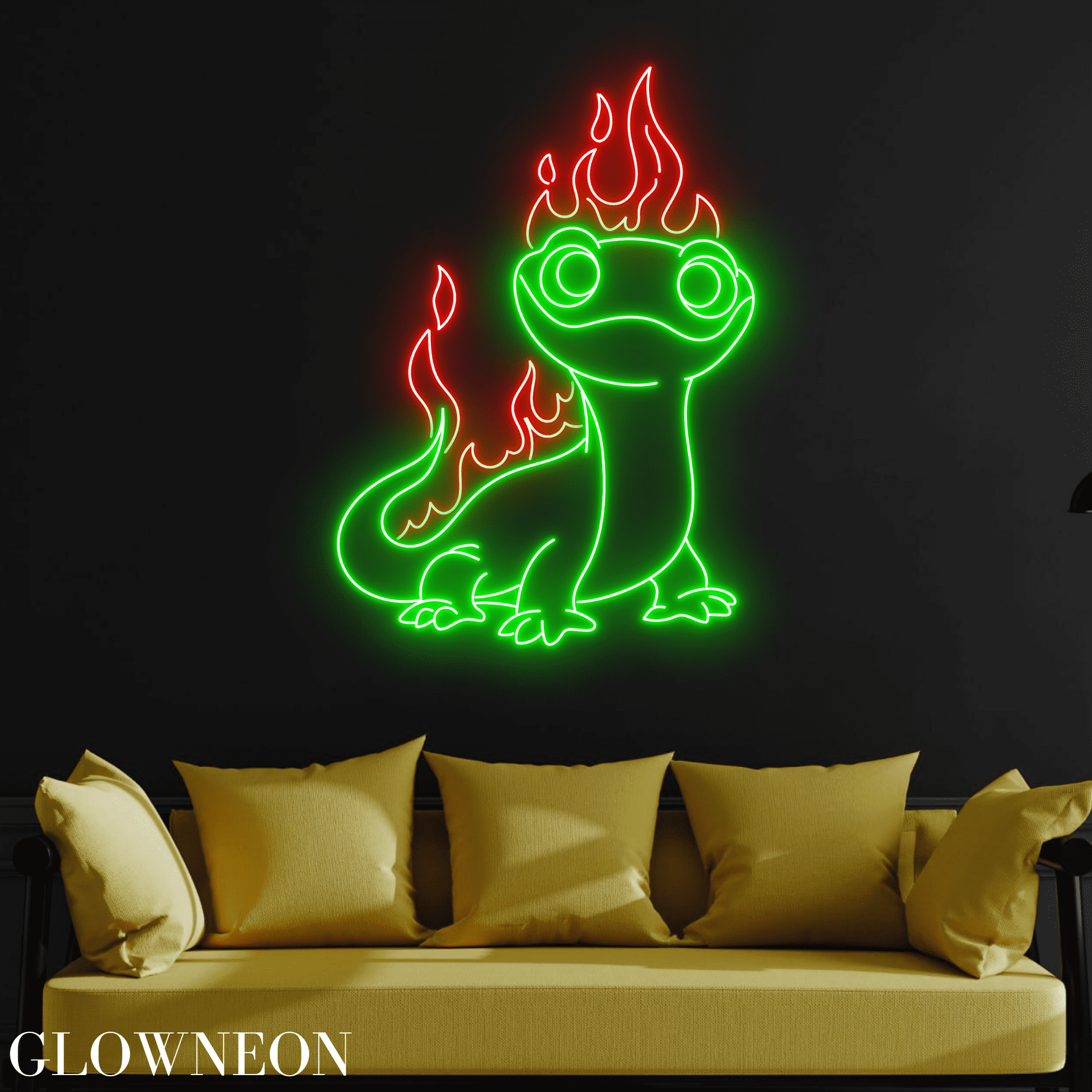 Glowneon Fire Salamander Neon Decor, Salamander Led Sign, Axolotl Art ...
