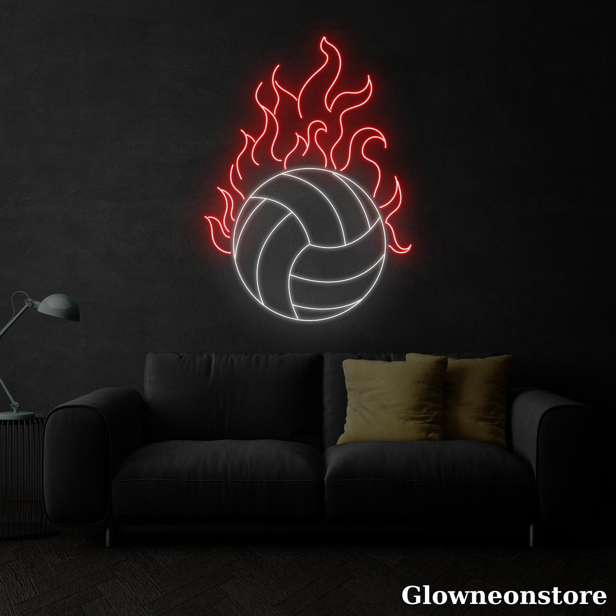 Glowneon Fire Volleyball Neon Sign, Volleyball Led Sign, Volleyball ...