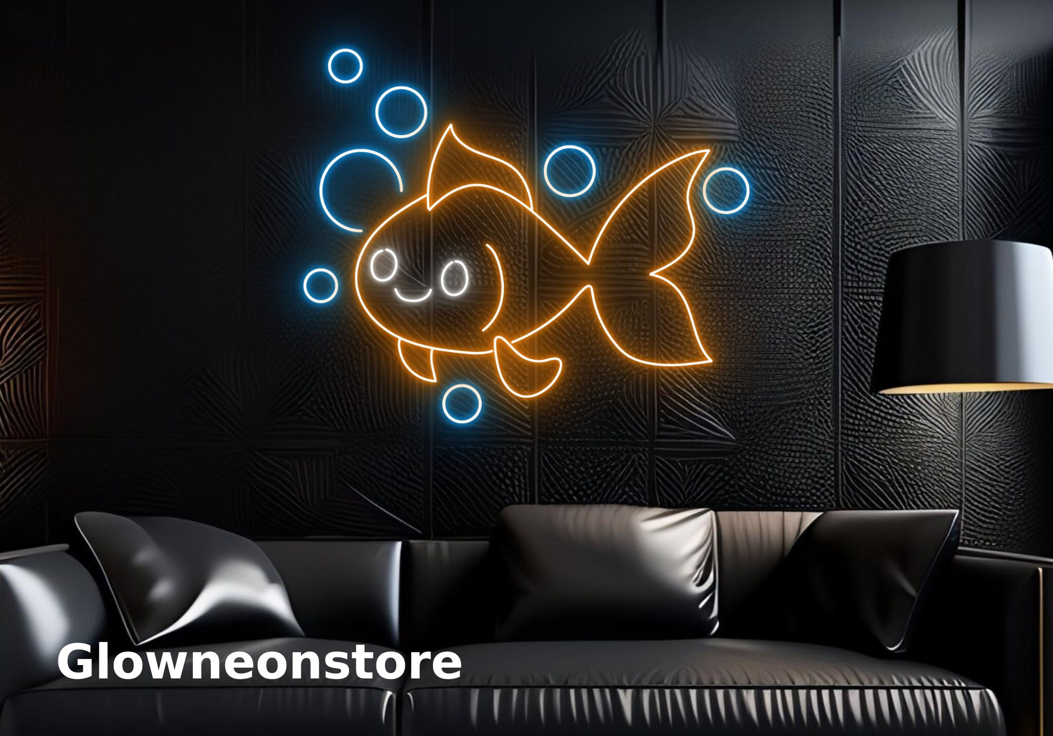 Glowneon Fish Bubbles Neon Sign, Fish Bubbles Led Light, Fish Neon ...