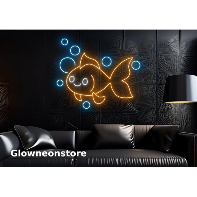 Glowneon Fish Bubbles Neon Sign, Fish Bubbles Led Light, Fish Neon ...