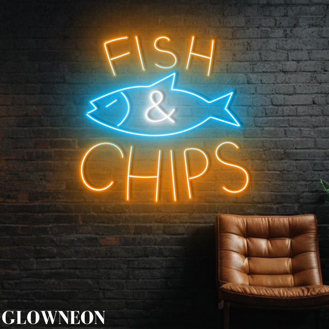 Glowneon Fish & Chips Neon Lights, Fish & Chips Fast Food Led Lights ...