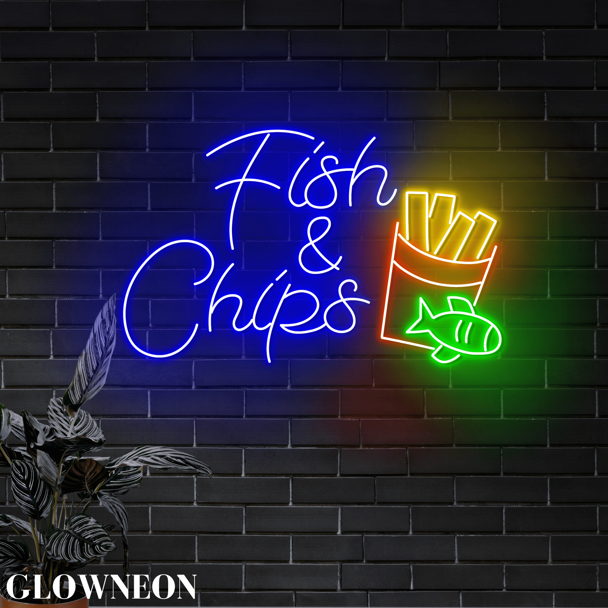 Glowneon Fish & Chips Street Food Decor, Fish & Chips Shop Led Light ...