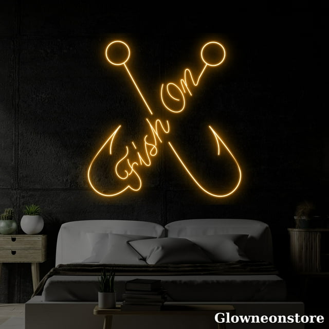 Glowneon Fish on Neon Sign, Fishing Led Sign, Fishing Club Decor ...