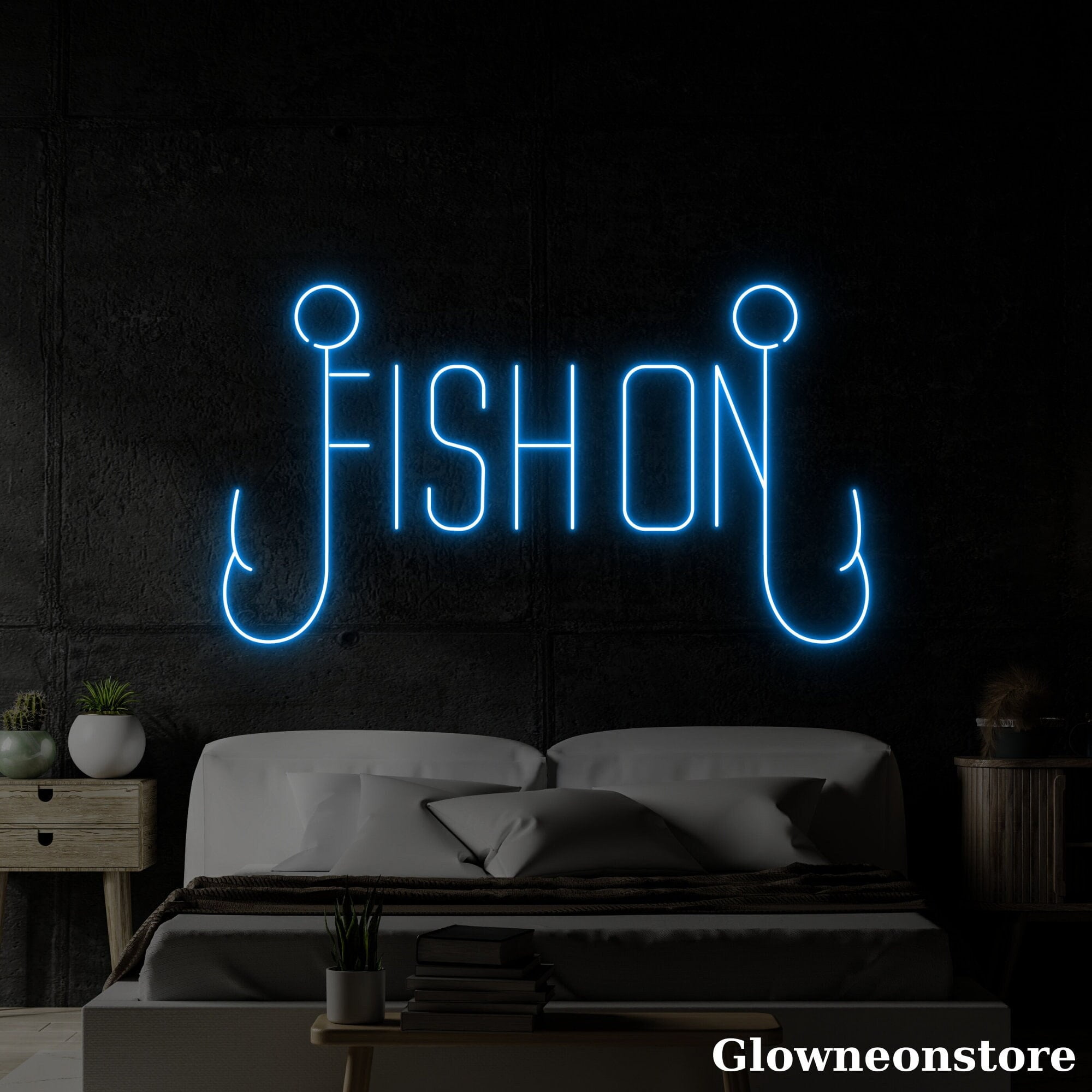 Glowneon Fish on Neon Sign, Man Cave Decor, Fishing Club Decor, Fishing ...