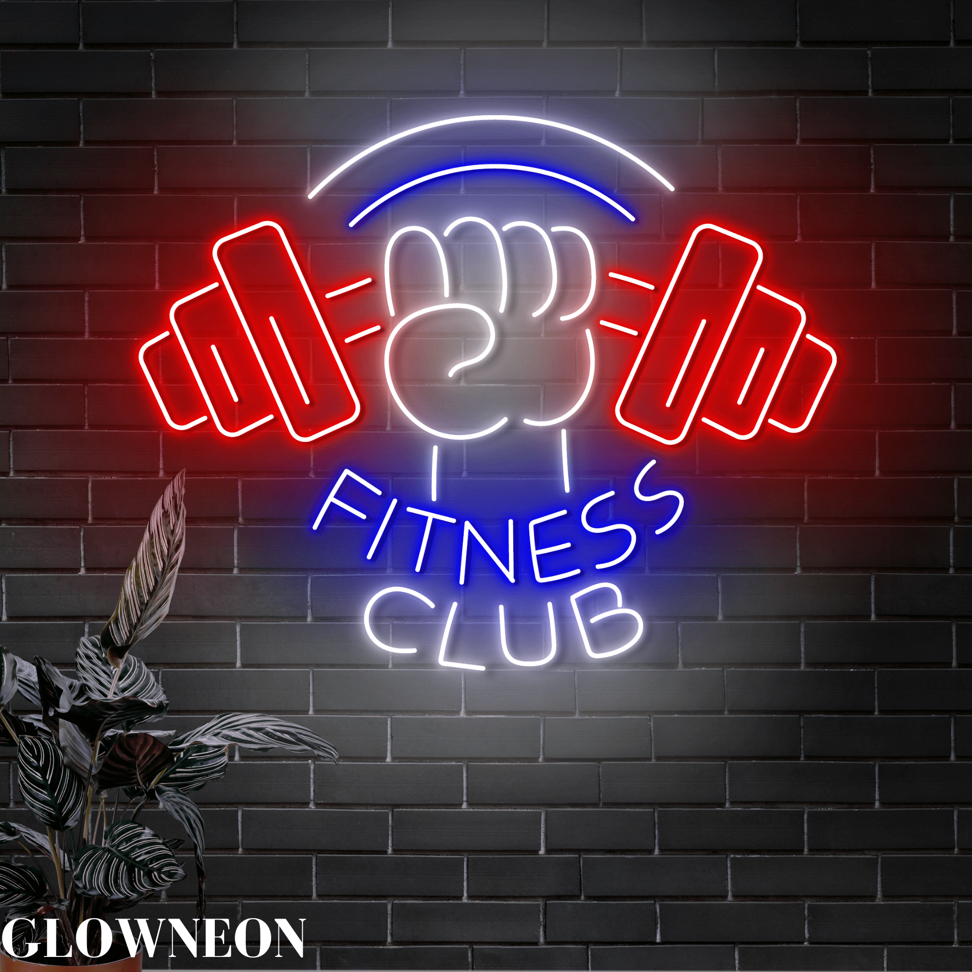 Glowneon Fitness Club Neon Sign, Fitness Gym Room Led Light Signboard ...