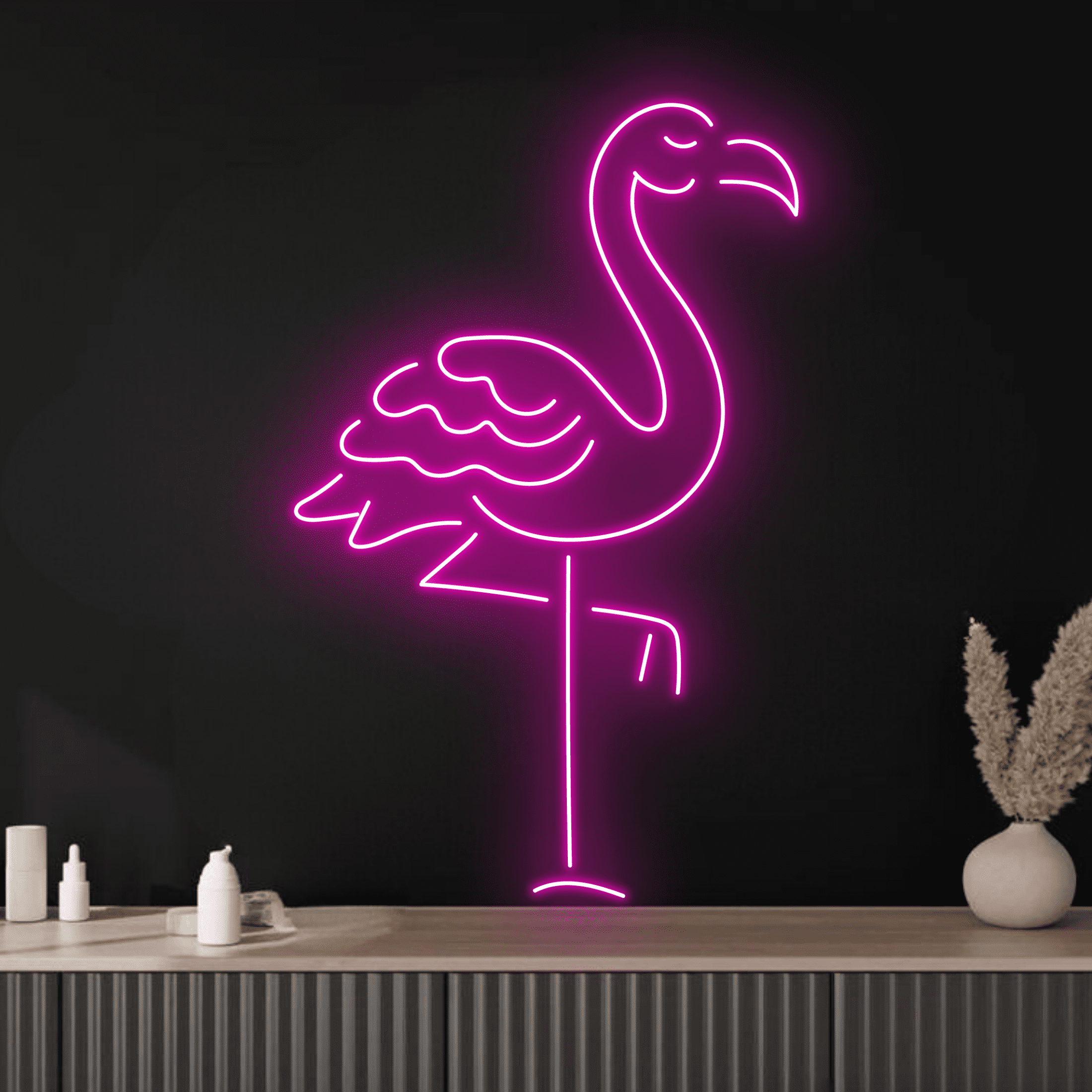 Glowneon Flamingo Line Neon Sign, Animal Wall Art Decor - Walmart.com