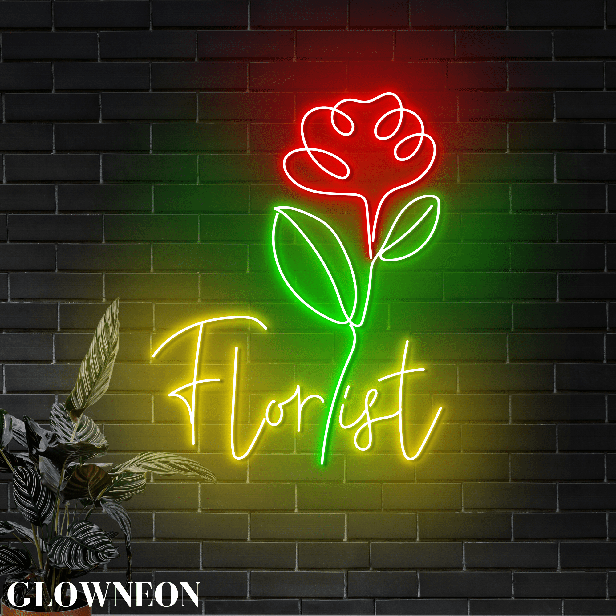 Glowneon Florist Open Neon Wall Art Decor, Flower Shop Led Light Sign ...