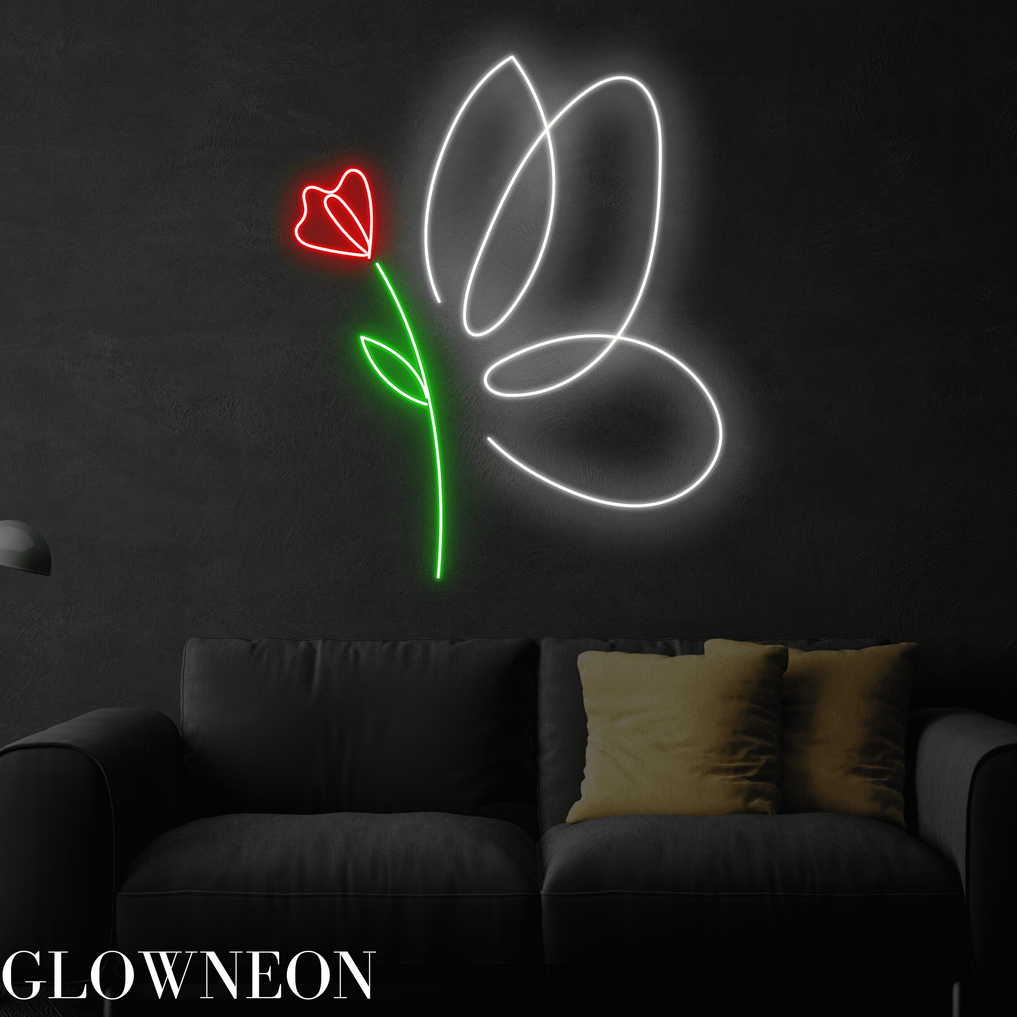Glowneon Flower Butterfly Neon Sign, Flower Butterfly Led Light ...