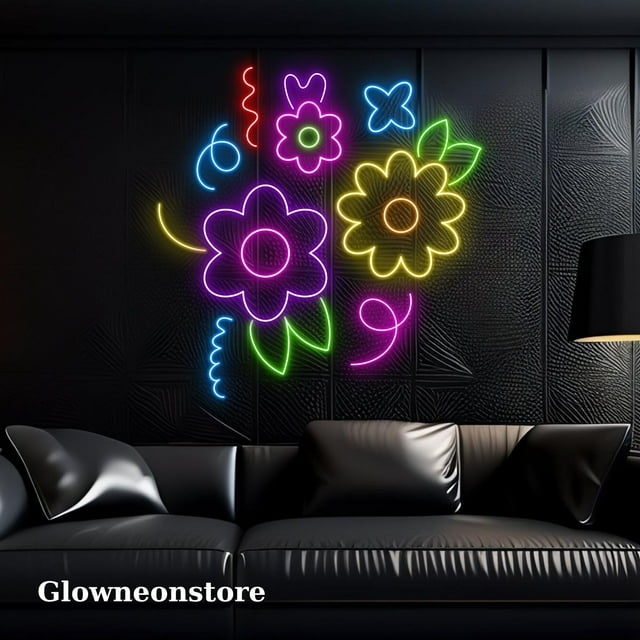Glowneon Flower Neon Sign, Flowers Led Sign, Flower Neon Light ...
