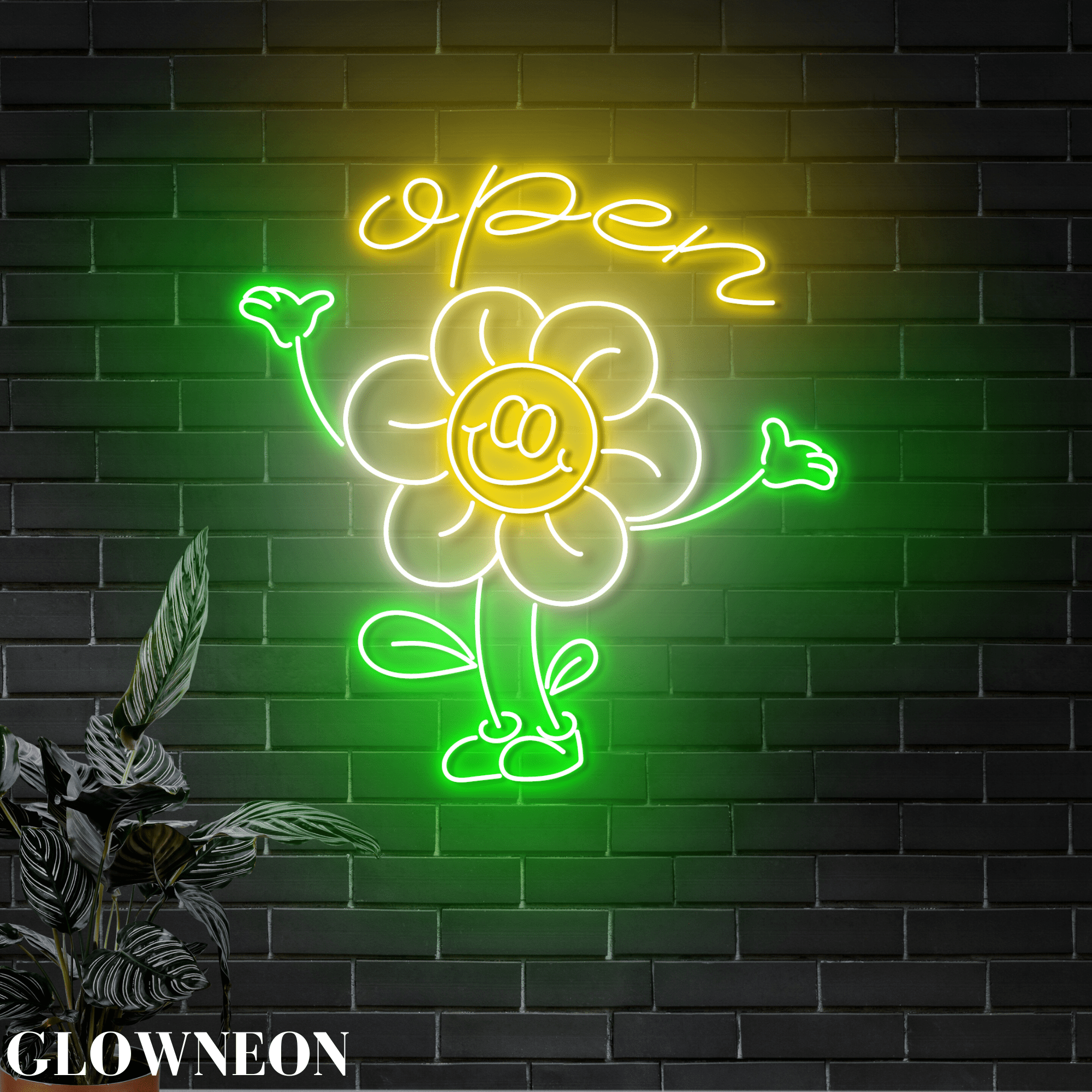Glowneon Flower Open Neon Sign, Flower Shop Open Sign, Welcome Sign ...