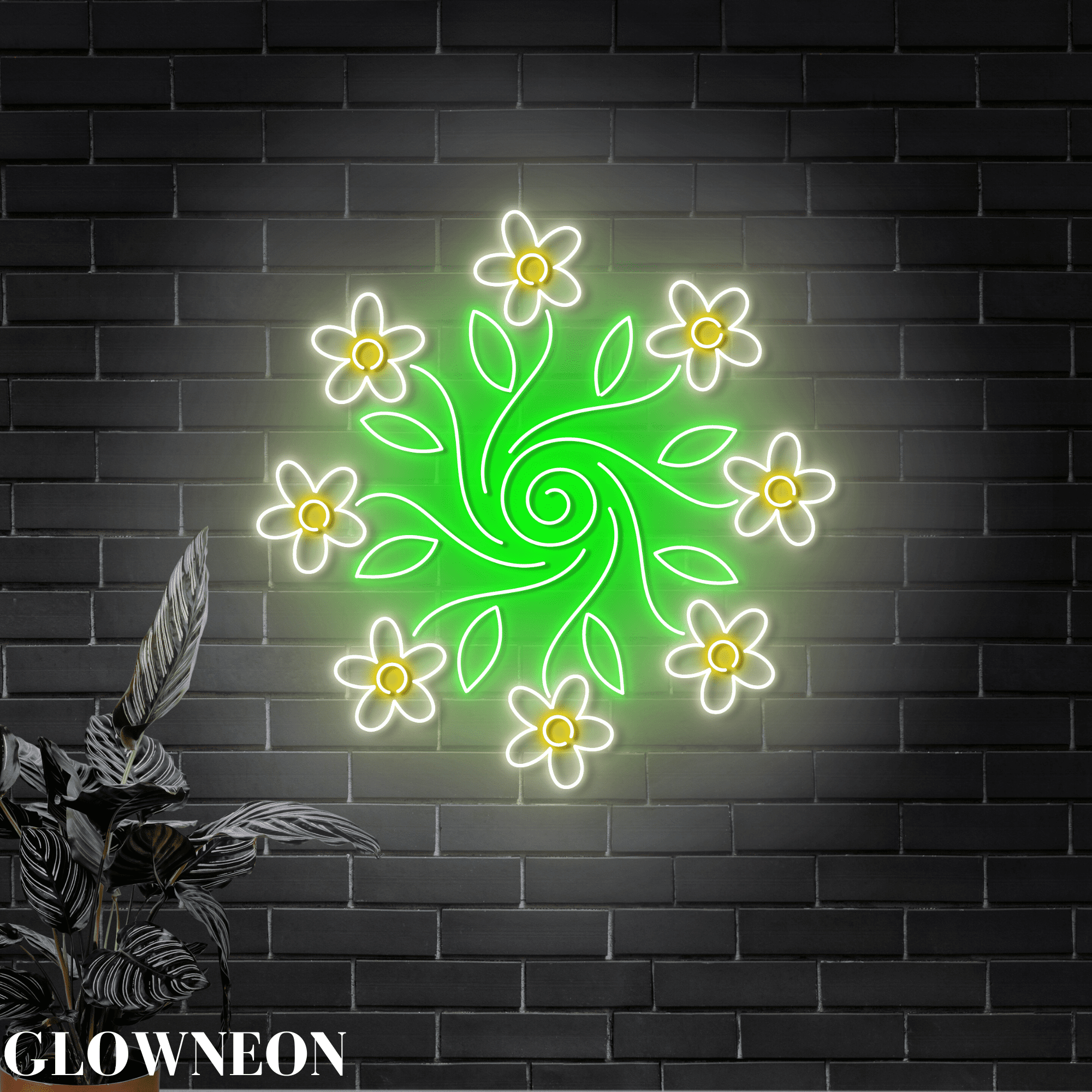 Glowneon Flower Rangoli Neon Sign, Hindu Rangoli Spiritual Led Sign ...