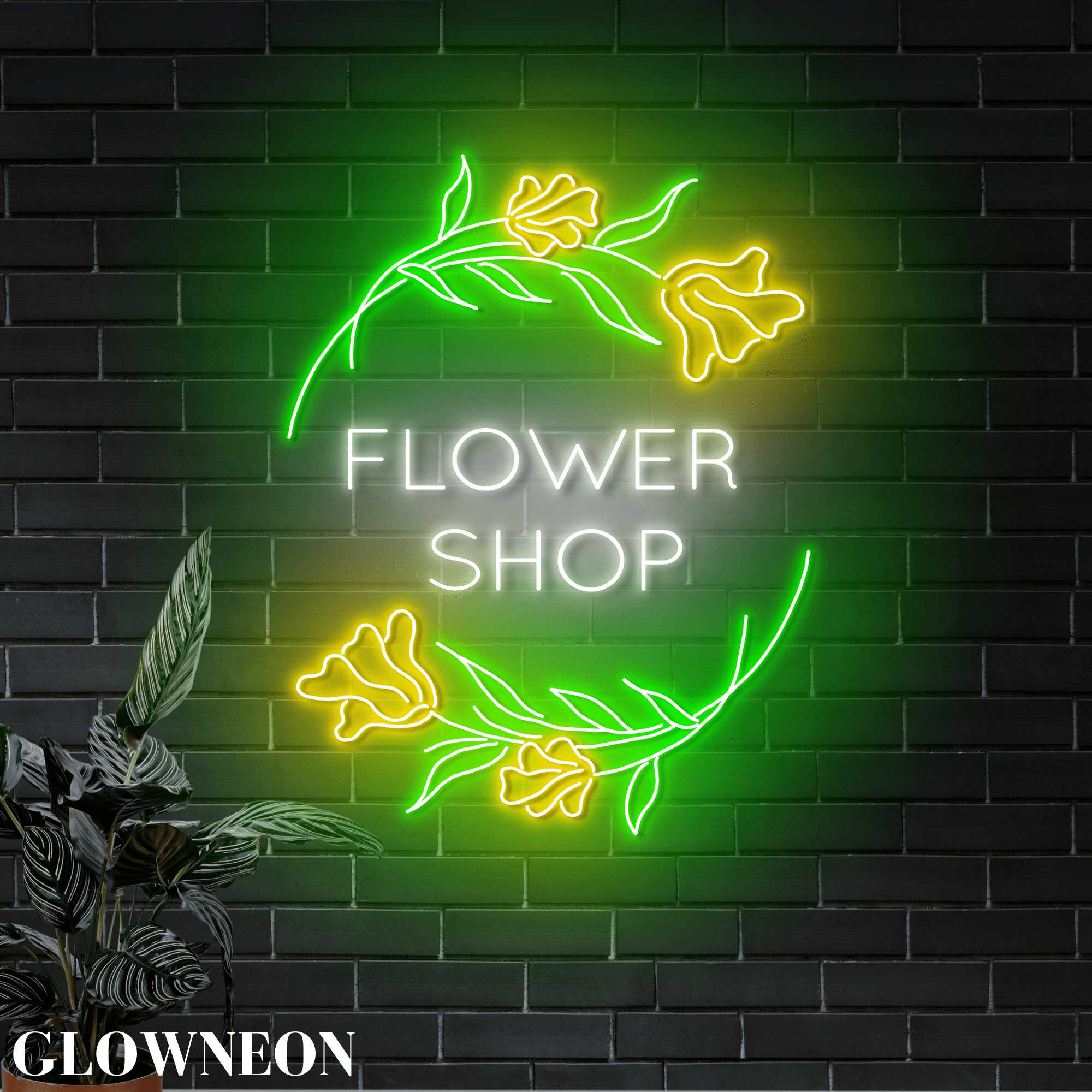 Glowneon Flower Shop Board Neon Sign, Florist Wall Art, Flower Decor ...