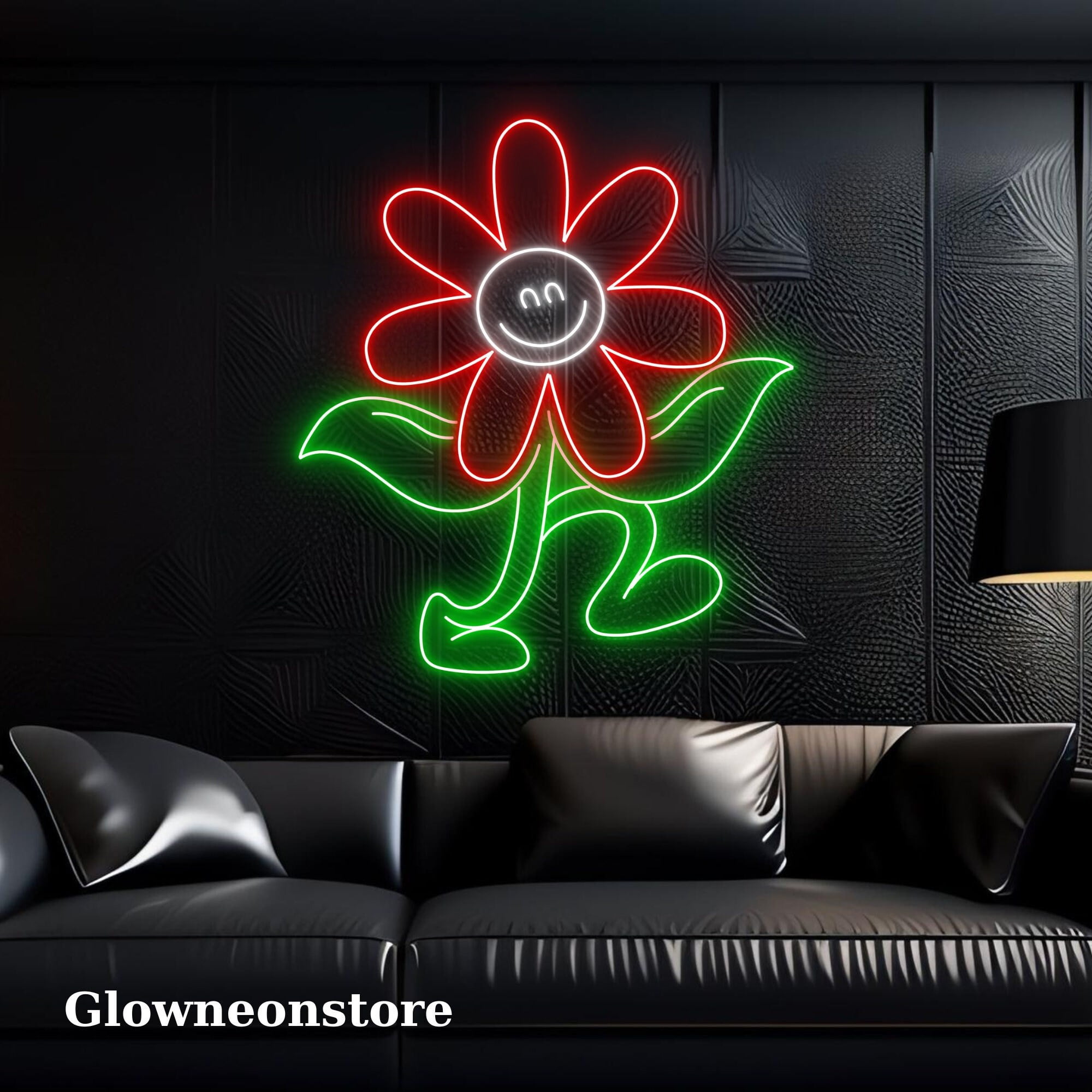 Glowneon Flower Walk Neon Sign, Flower Anime Led Sign, Flower Cartoon ...
